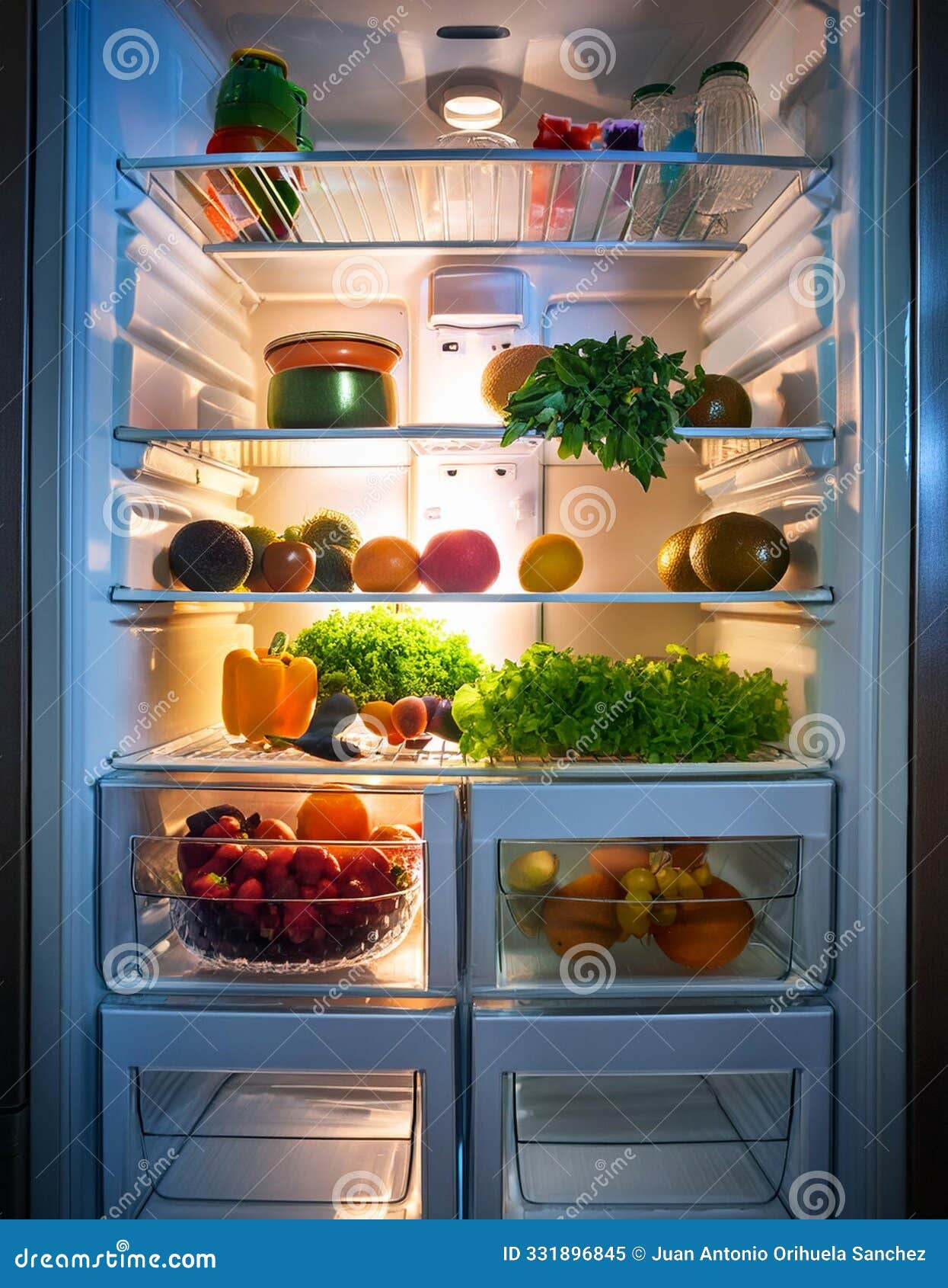 A Refrigerator Interior Brimming with Fruits and Vegetables. a Fridge ...