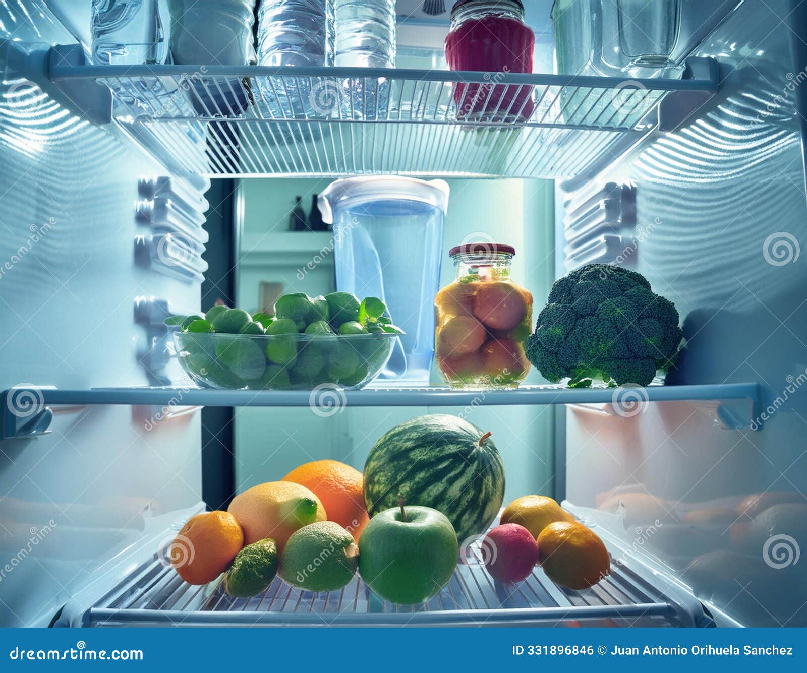 A Refrigerator Interior Brimming with Fruits and Vegetables. a Fridge ...