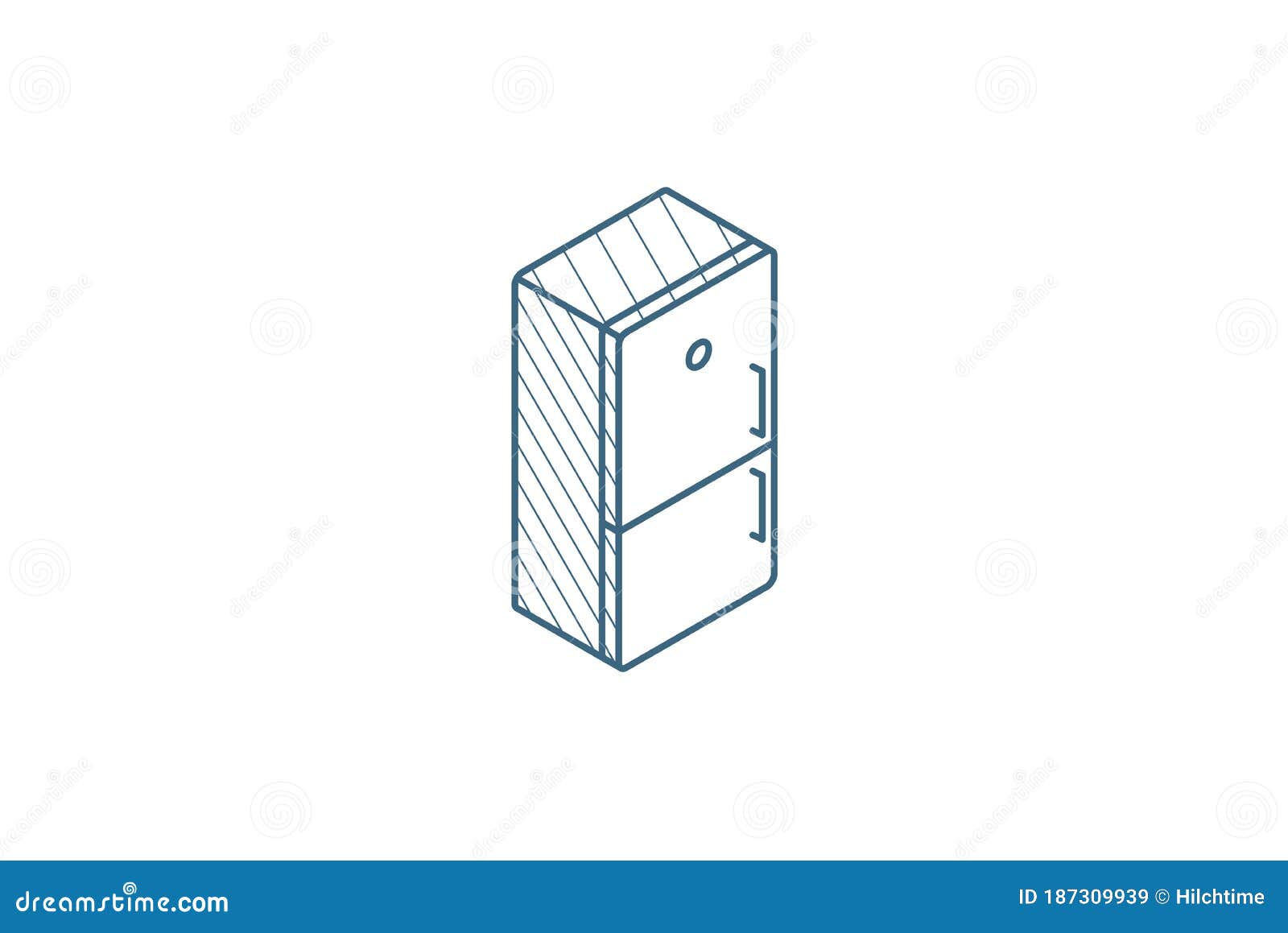Refrigerator Isometric Icon. 3d Line Art Technical Drawing. Editable ...