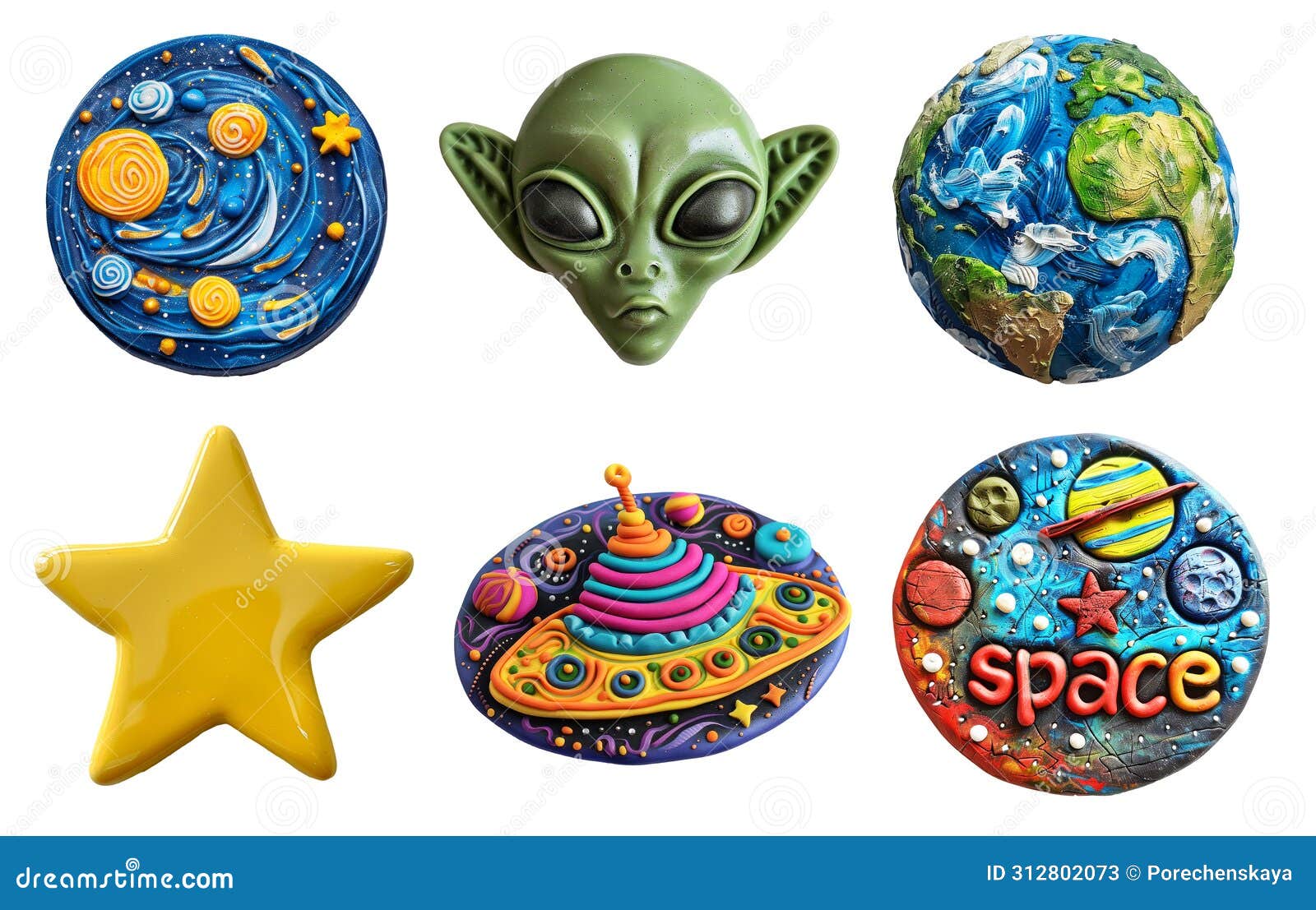 Refrigerator Magnets Decoration Set. Space Art Collection Stock Image ...