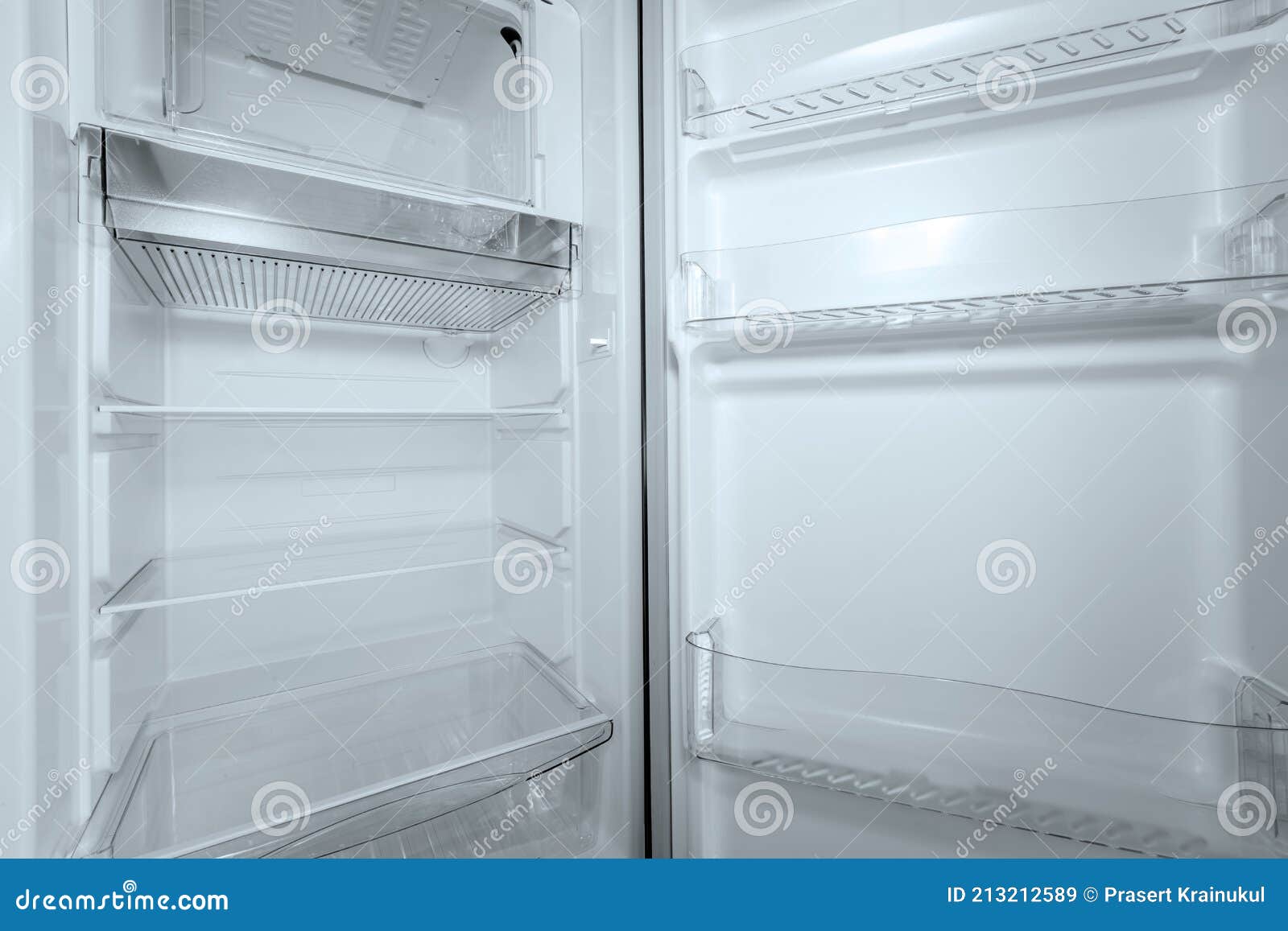 Refrigerator Open Empty Fridge Inside Interior. Close Up on Empty ... Refrigerator Open Empty Fridge Inside Interior. Close Up on Empty ...
