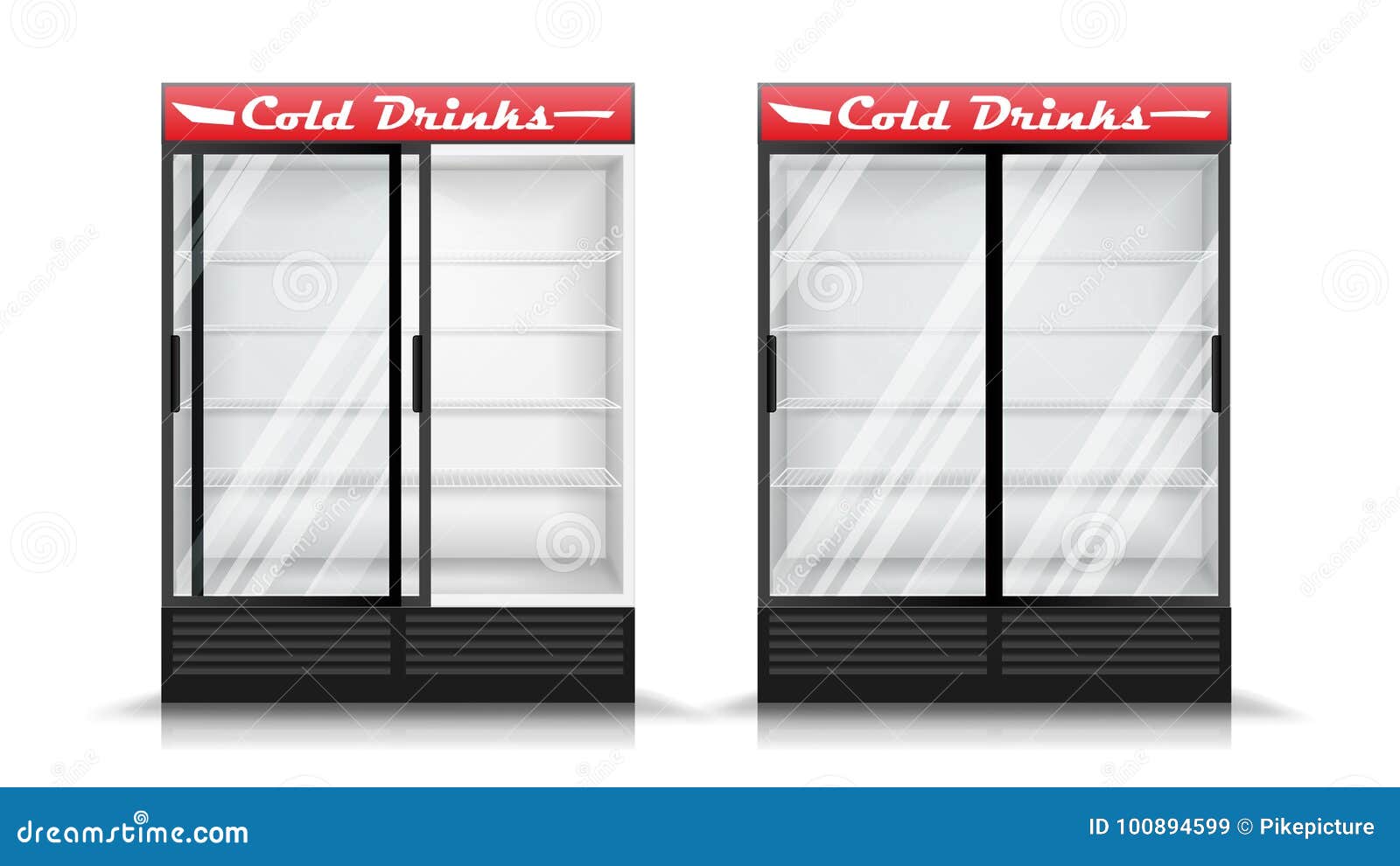 Refrigerator Realistic Vector. Modern Vertical Fridge. Front Panel. Two ...