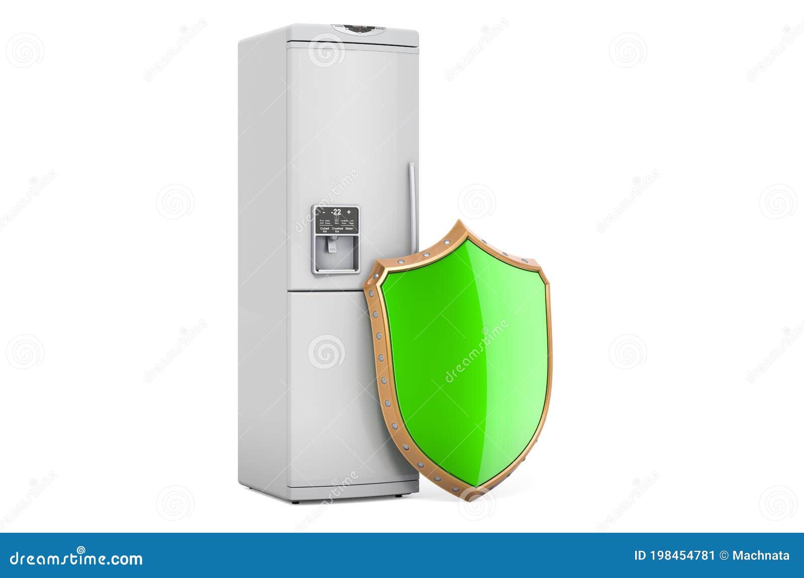 Refrigerator with Shield. Guarantee and Protection Fridge Concept Stock ...