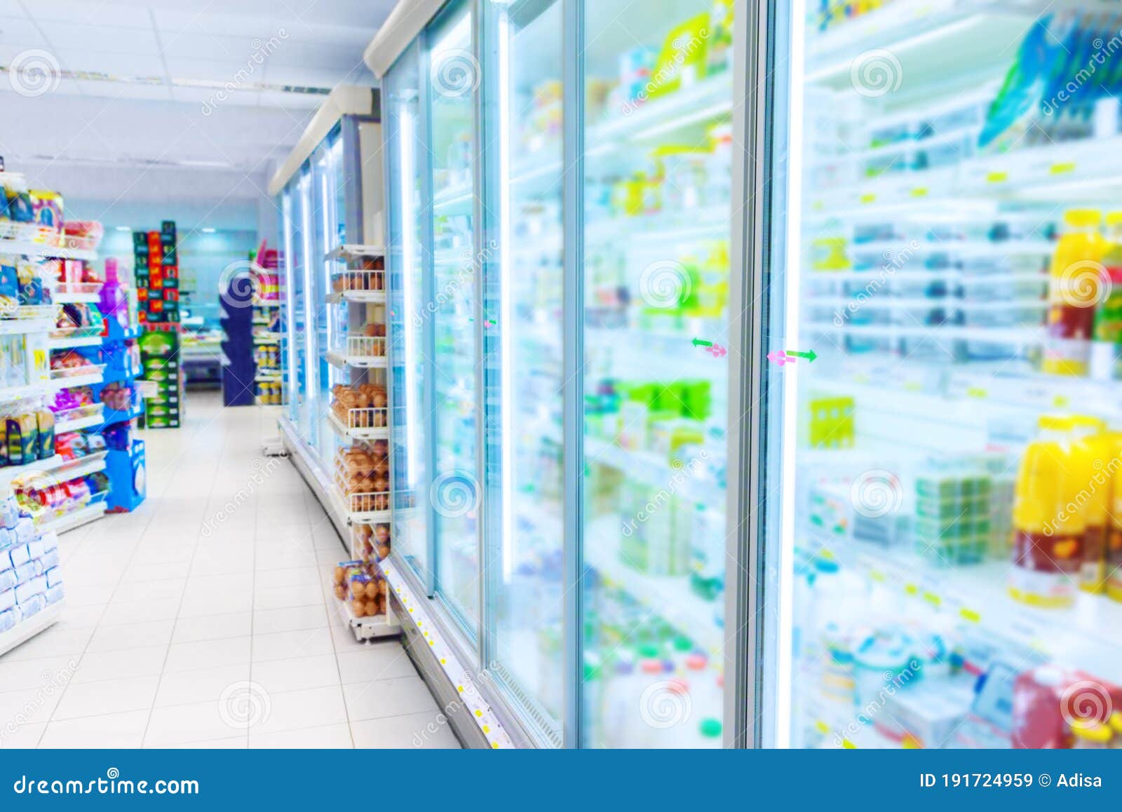 Refrigerator in the Supermarket Stock Image - Image of consumer ...