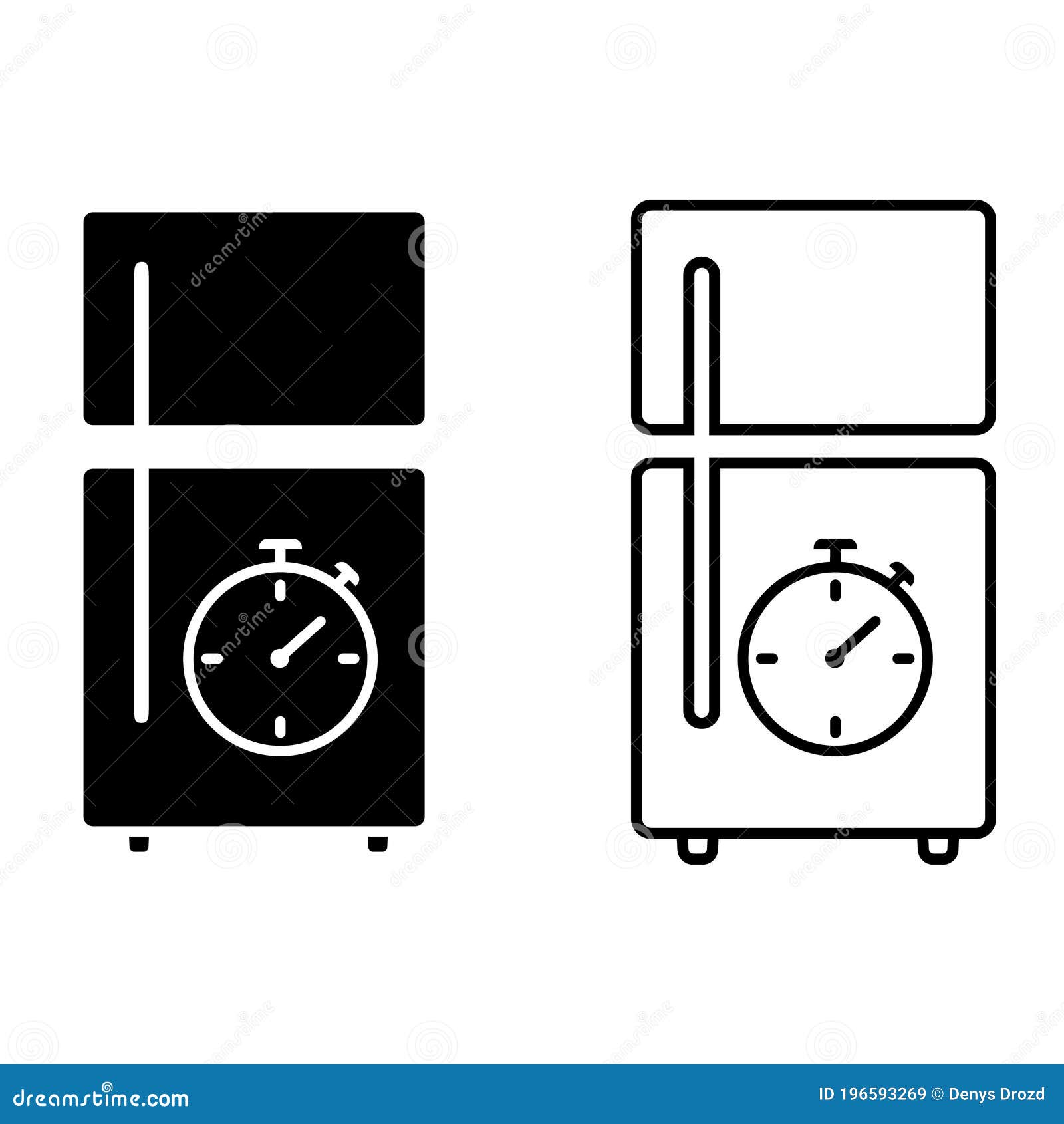 Refrigerator Timer Icon Vector Set. Fridge Time Illustration Sign ...