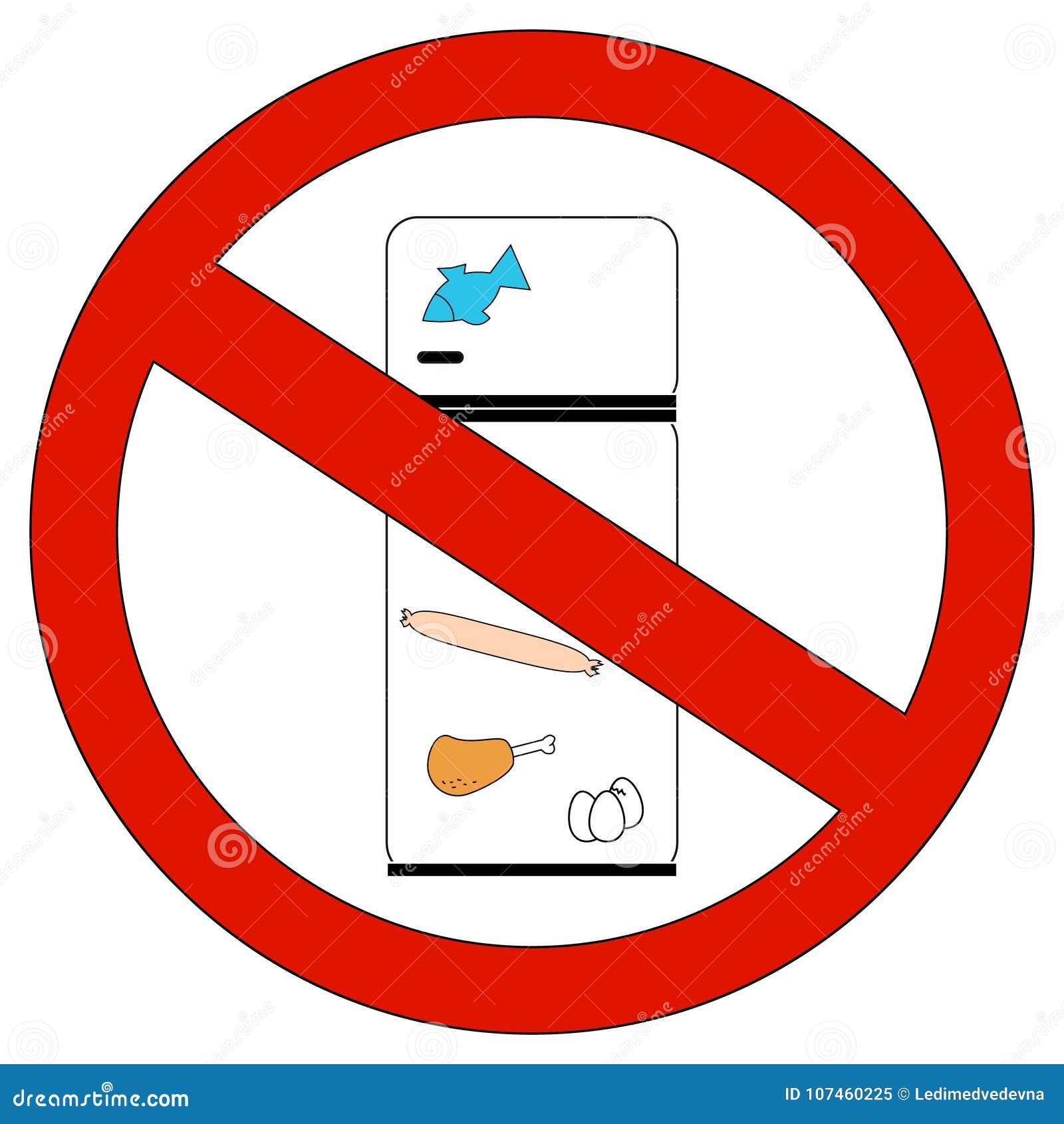 Refrigerator Under the Sign of Prohibition. Dietary Restriction. Vector ...