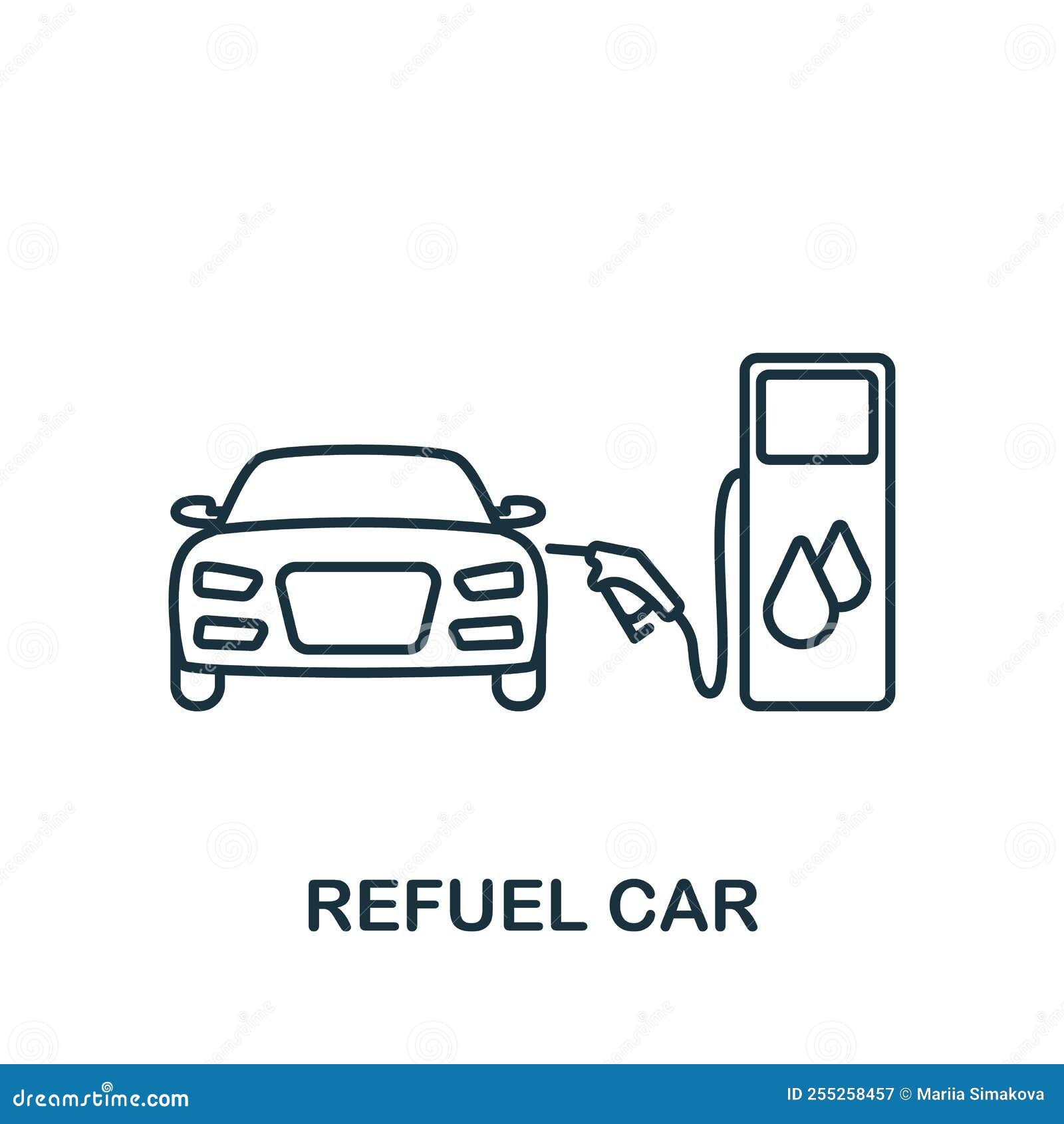 Refuel Car Line Icon, Outline Symbol, Vector Illustration, Concept Sign ...