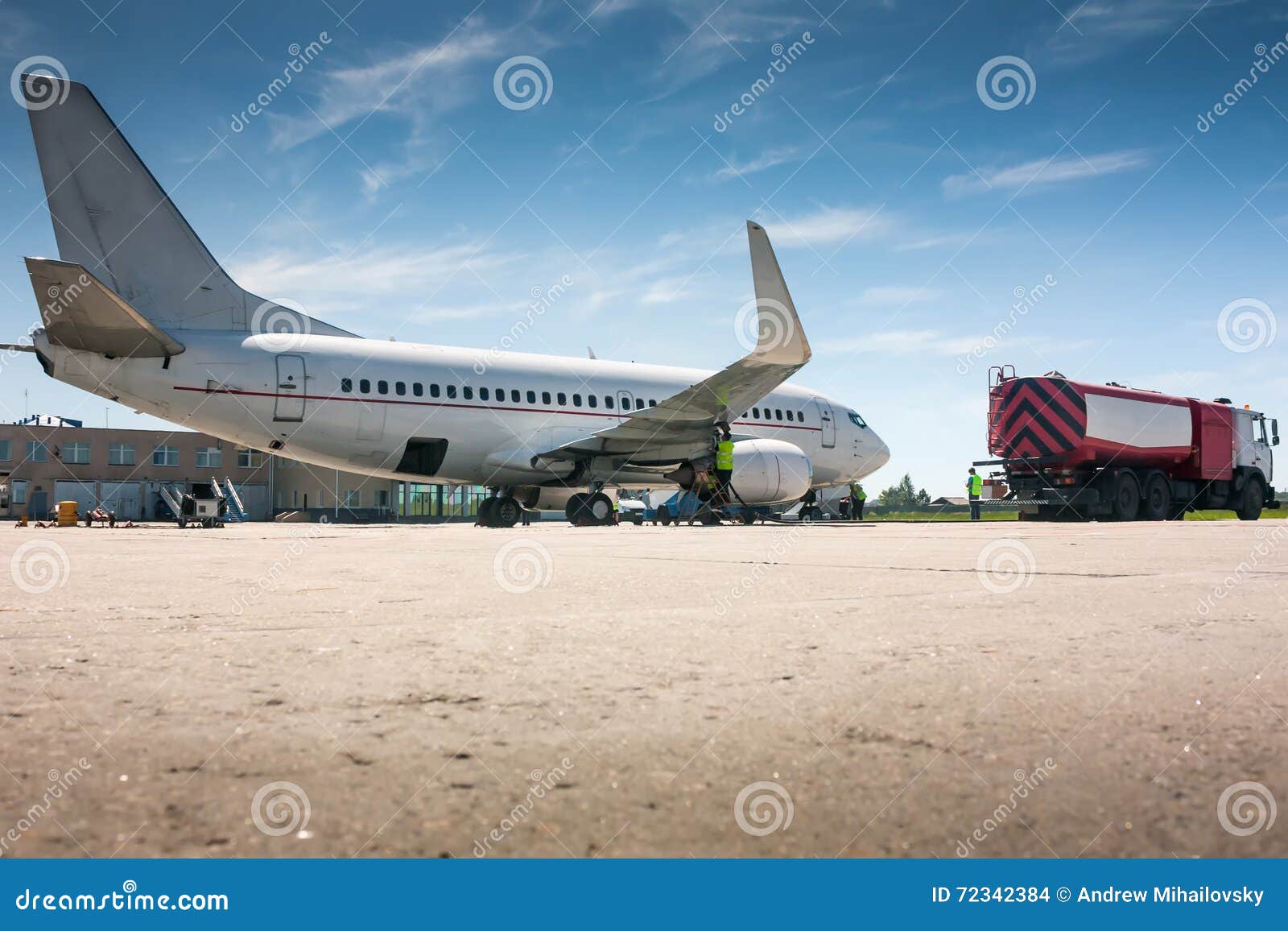 Refueling Aircraft on the Airport Apron Stock Photo - Image of ...