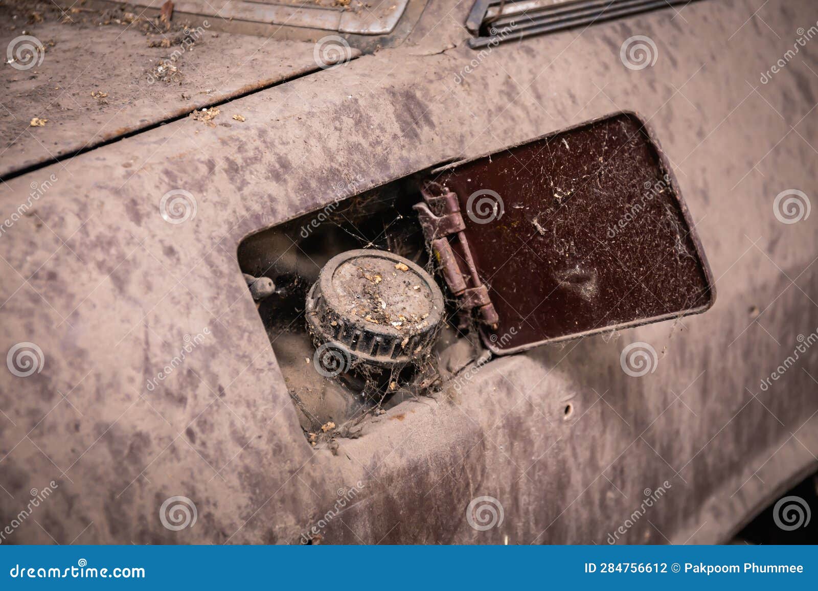 The Refueling Cap of an Old Car that Has Dust and Dirt on it. Stock ...