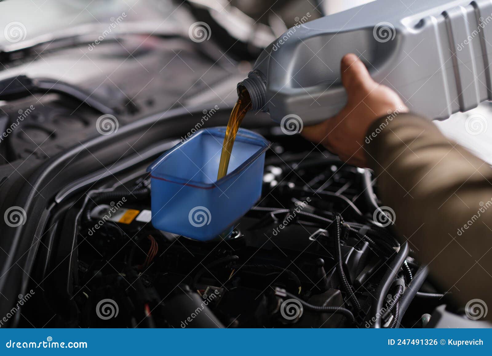 Refueling with Fresh Engine Oil Car Engine Stock Photo - Image of ...