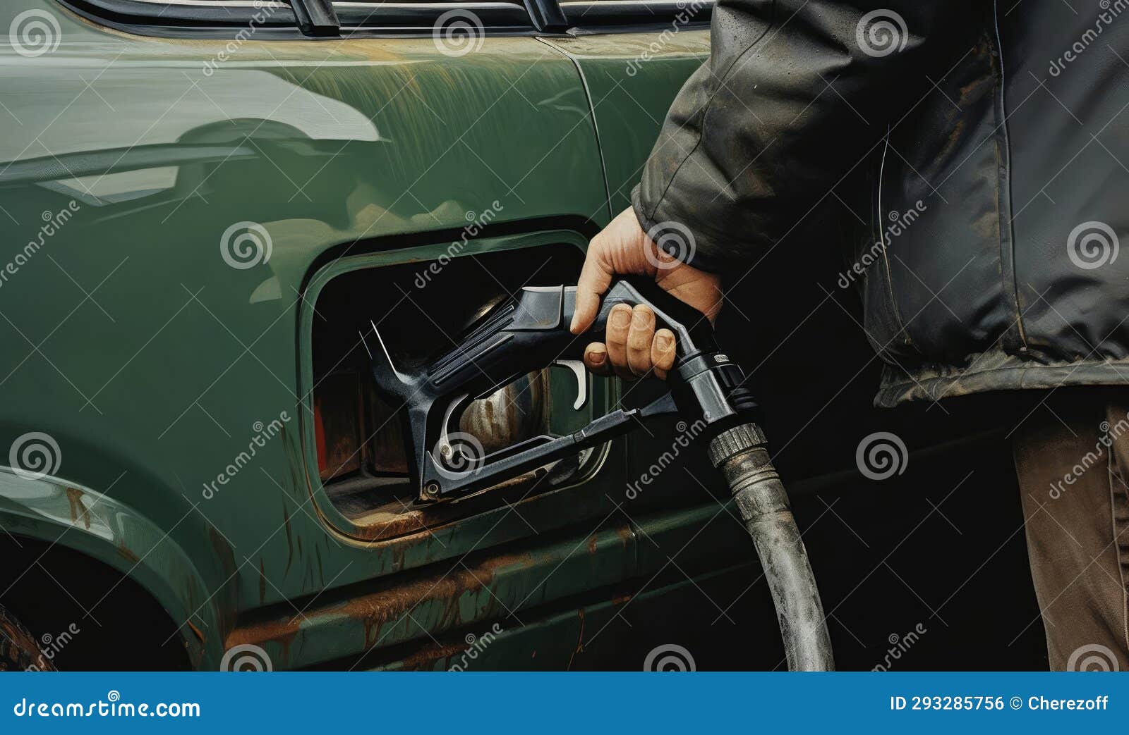 The Refueling Nozzle is Inserted into the Tank of the Vehicle Stock ...