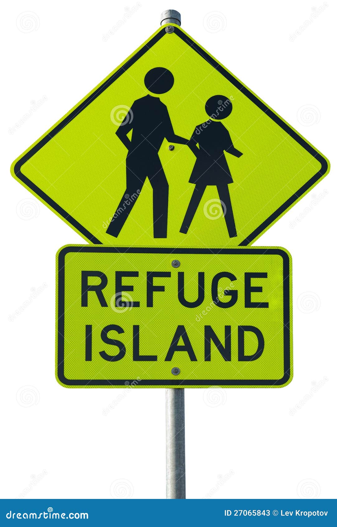 Refuge Island Warning Traffic Sign Stock Image - Image of pole, plastic ...