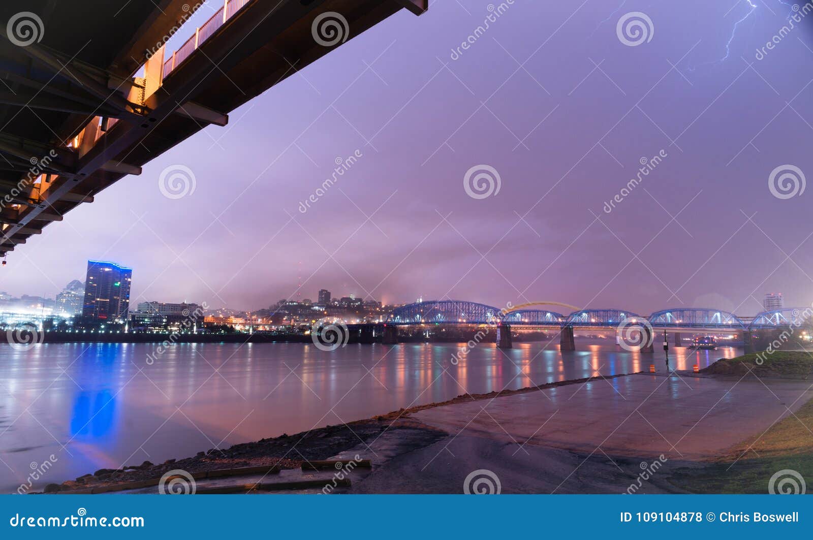 Refuge from the Storm Under Bridge Ohio River Cincinnati Stock Photo ...