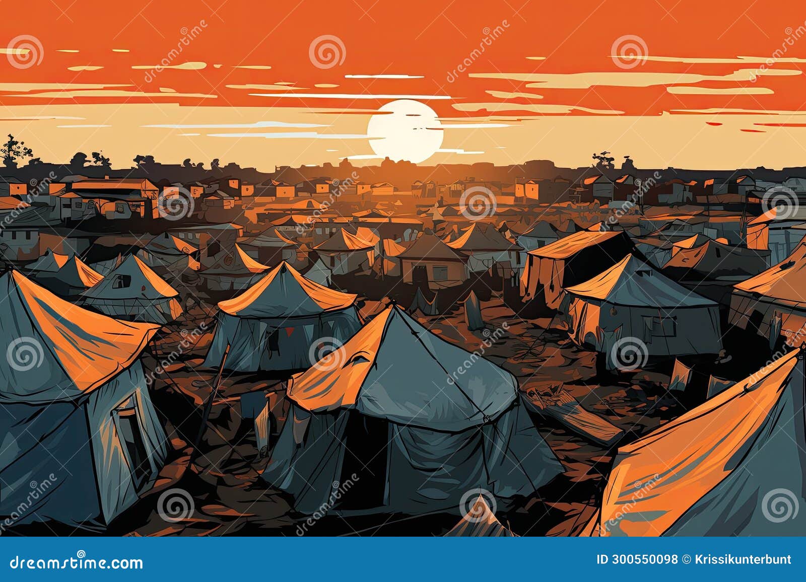 Refugee Camp 2D Vector Web Banner, Poster | CartoonDealer.com #188954852