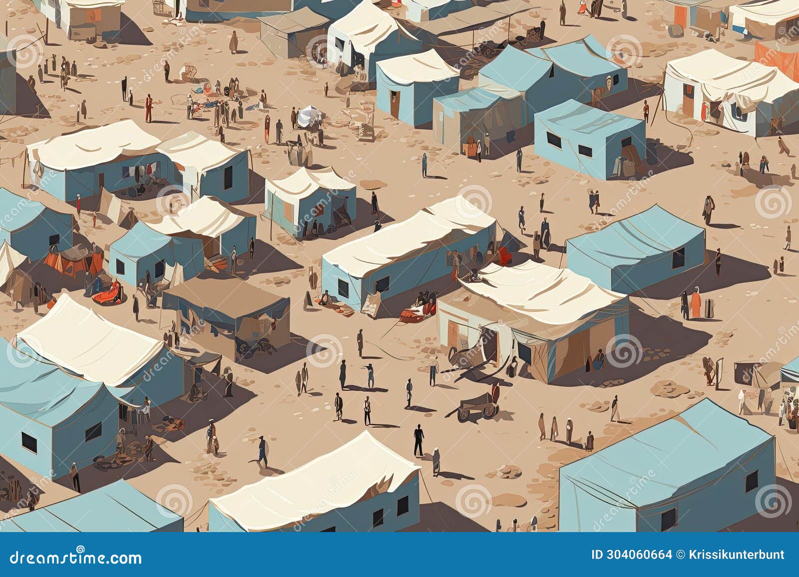 Refugee Camp View from Top AI Generated Stock Illustration - Illustration of family, immigration ...