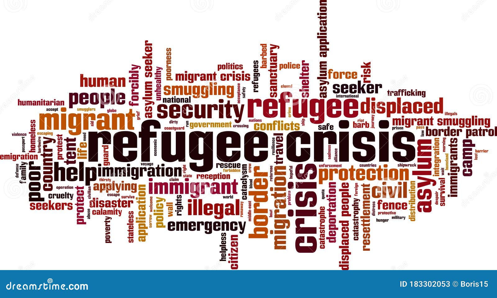 Refugee crisis word cloud stock vector. Illustration of human - 183302053