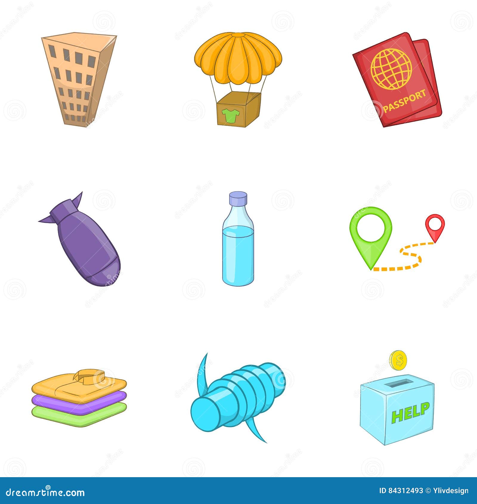 Refugee Icons Set, Cartoon Style Stock Vector - Illustration of bombing ...