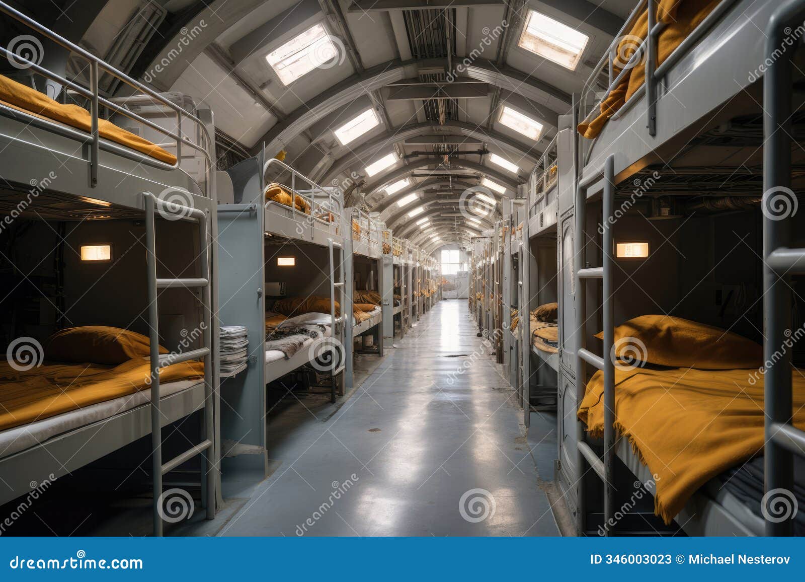 Refugee Shelter, Dormitory Inside, Bunk Beds Stock Image - Image of ...