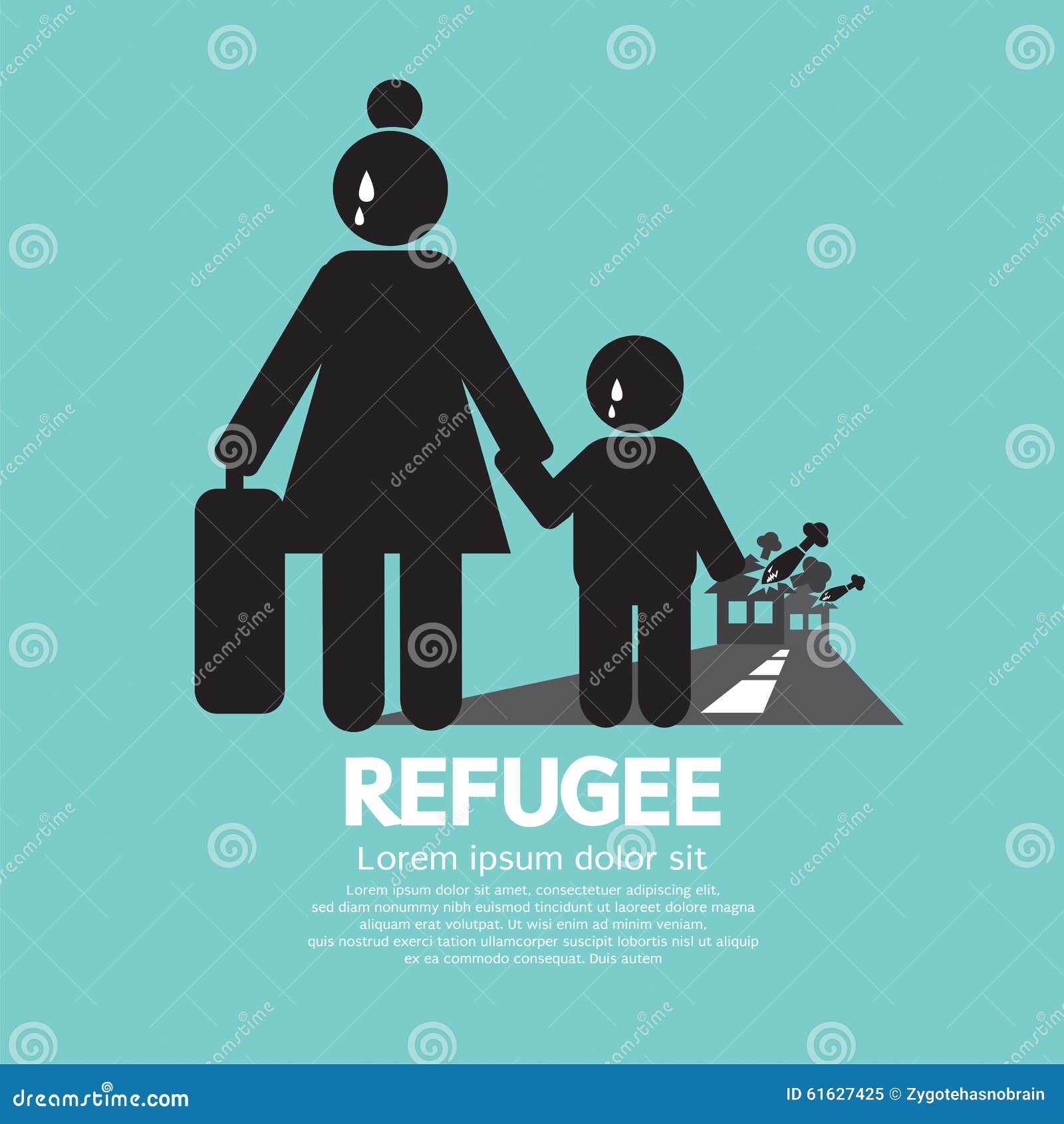 Refugees Evacuee Symbol. stock vector. Illustration of refugees - 61627425