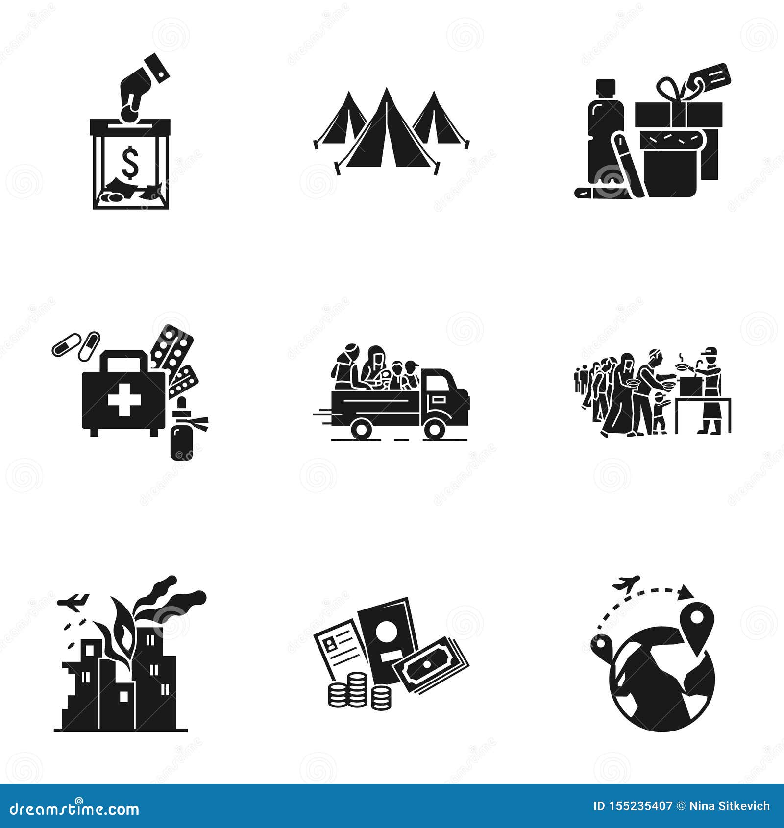 Refugees Help Icon Set, Simple Style Stock Vector - Illustration of ...