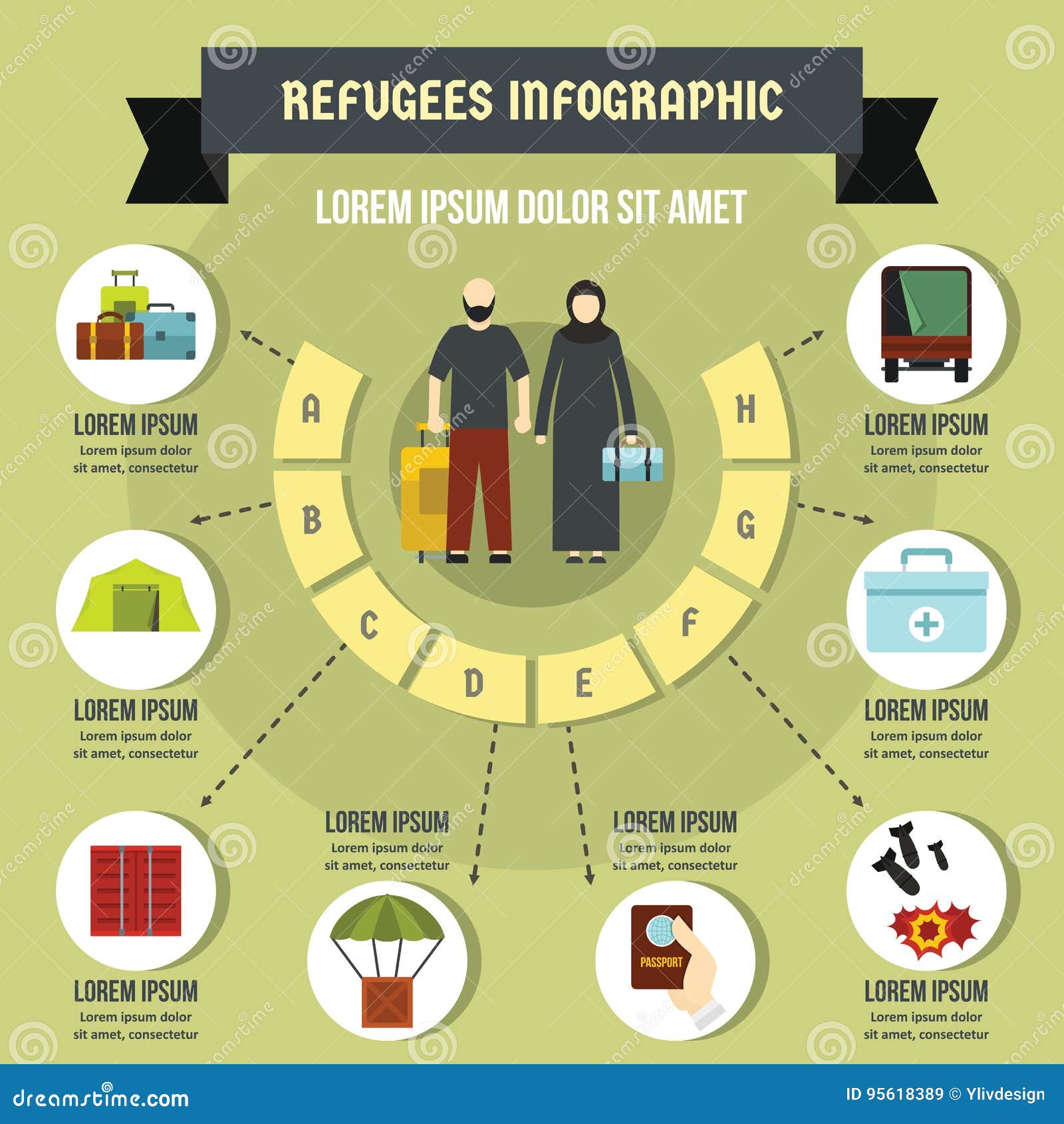 Refugees Infographic Concept, Flat Style Stock Vector - Illustration of ...