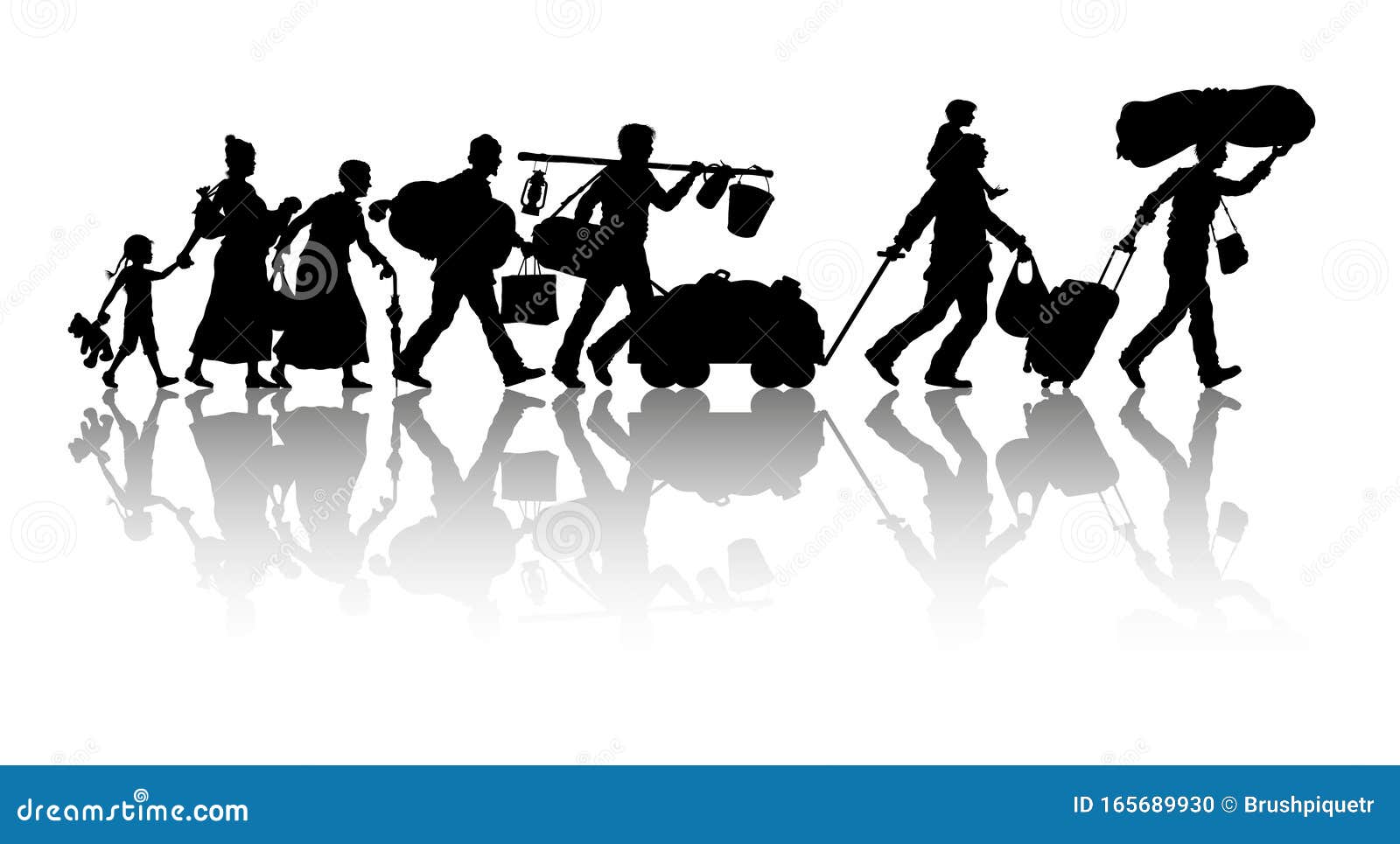 Immigrants Silhouette With Different Backgrounds Vector Illustration ...