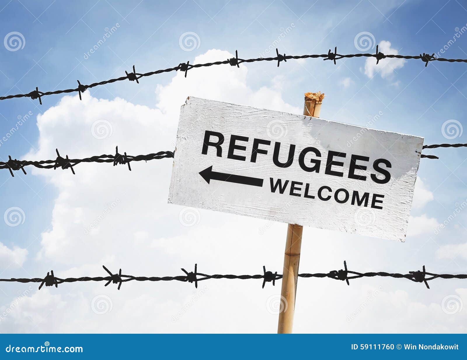 Refugees welcome stock photo. Image of sign, prison, help - 59111760
