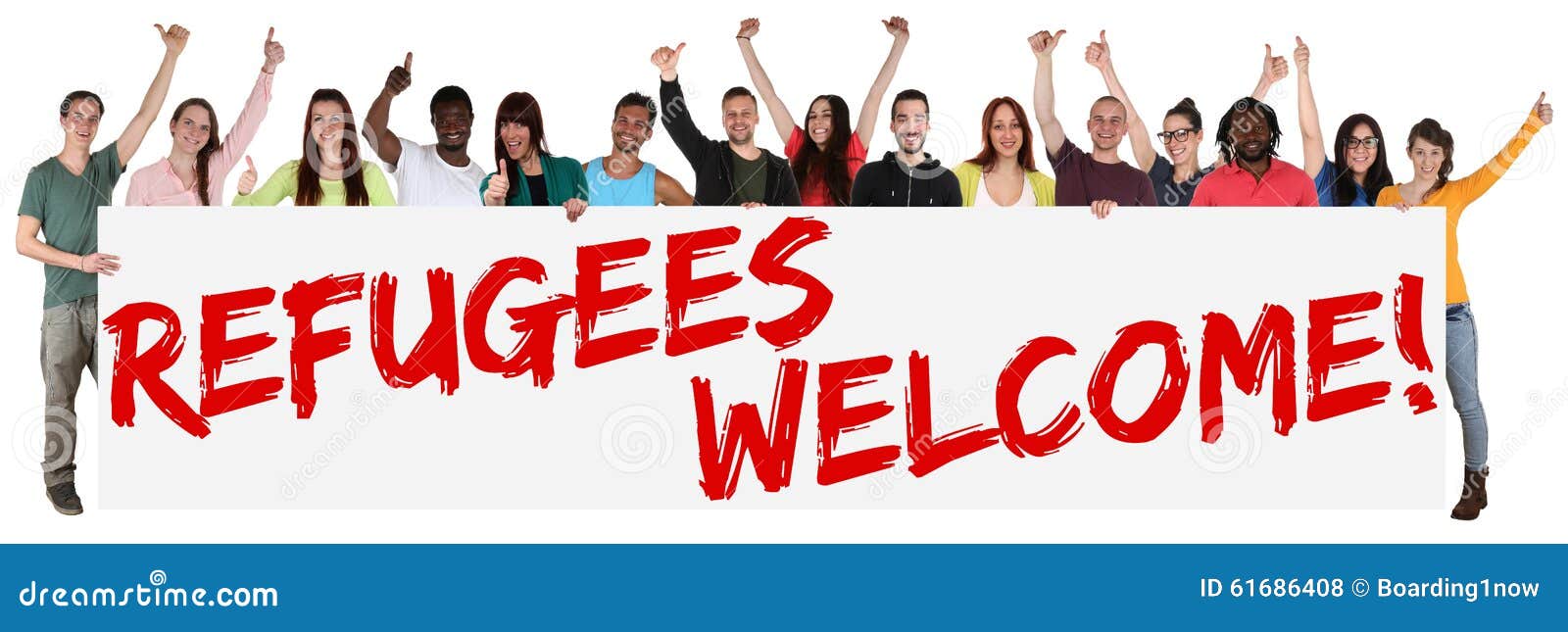 Refugees Welcome Sign Group of Young Multi Ethnic People Stock Photo ...