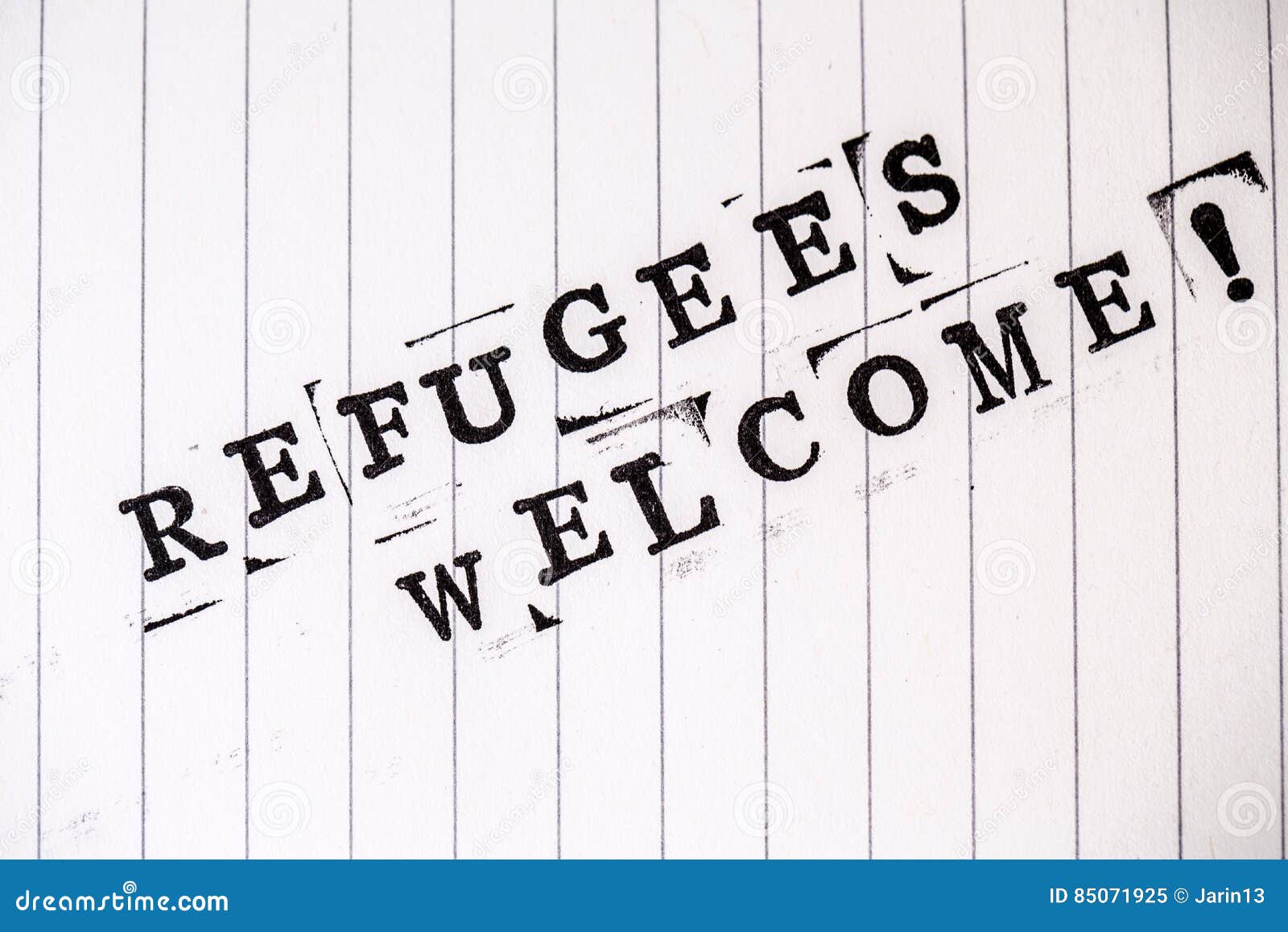 Refugees Welcome Text on Paper Stock Image - Image of help, concept ...