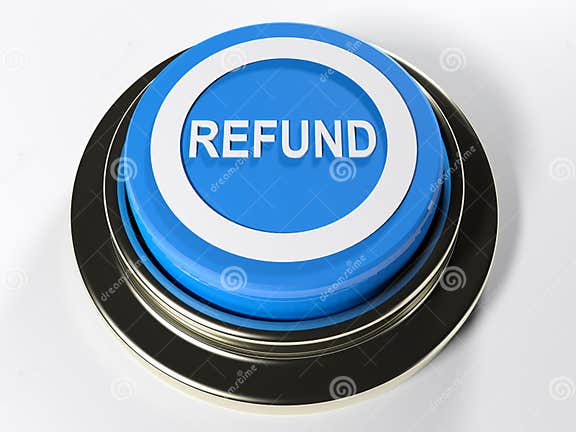 REFUND Blue Push Button - 3D Rendering Stock Illustration ...