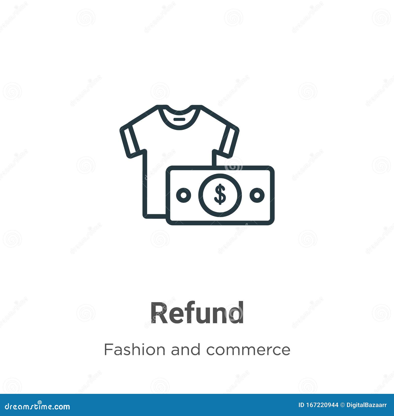 Refund Outline Vector Icon. Thin Line Black Refund Icon, Flat Vector ...