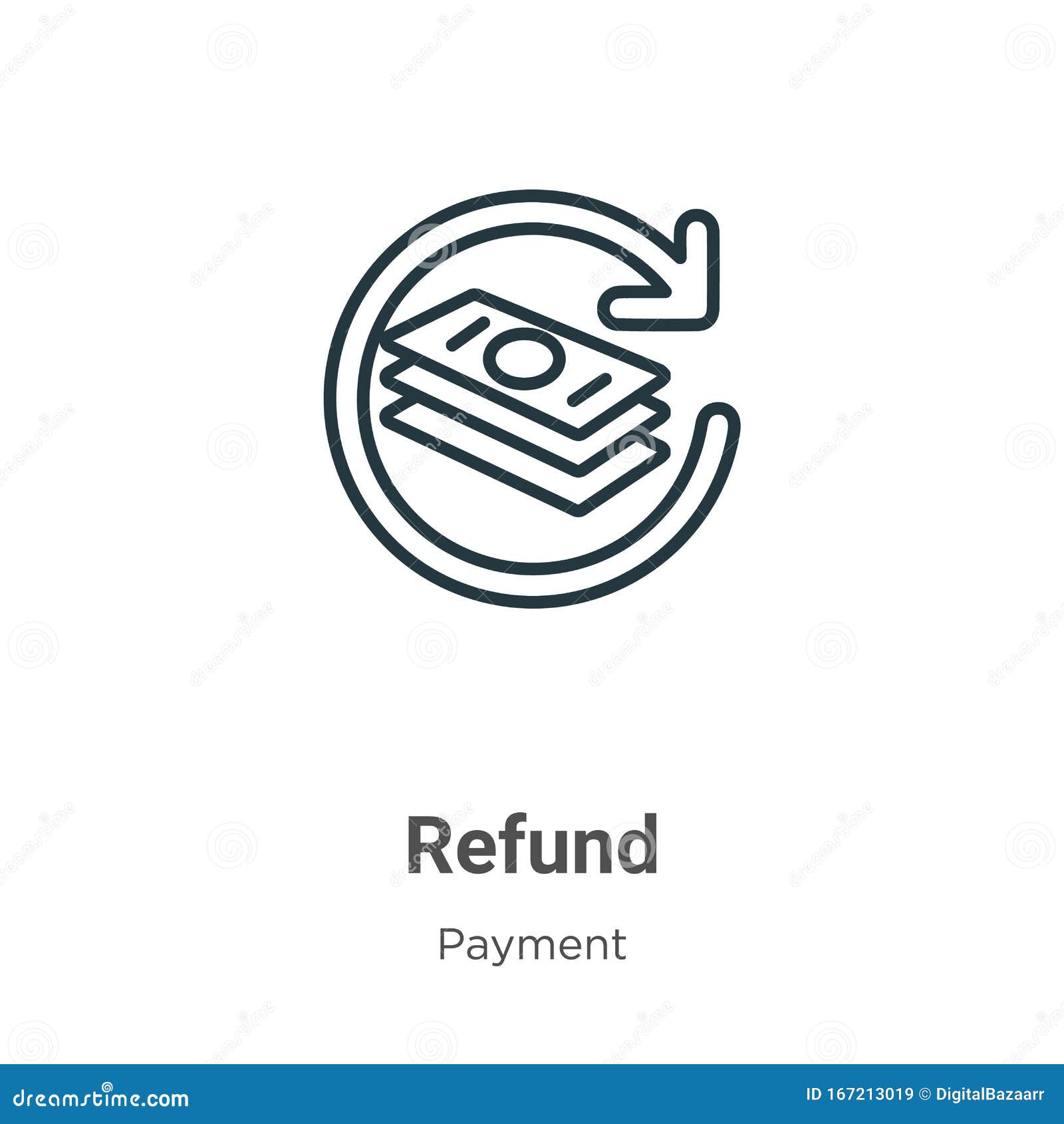 Refund Outline Vector Icon. Thin Line Black Refund Icon, Flat Vector ...