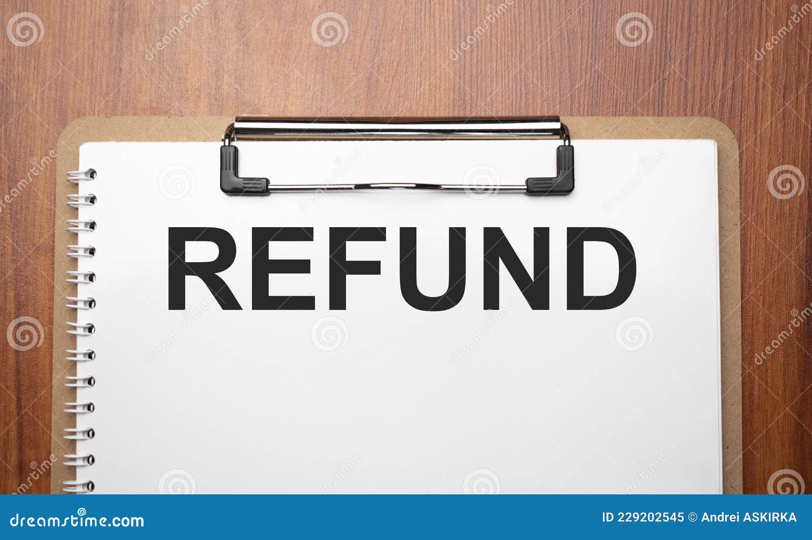 REFUND Text on White Paper on the Wood Table Stock Image - Image of ...