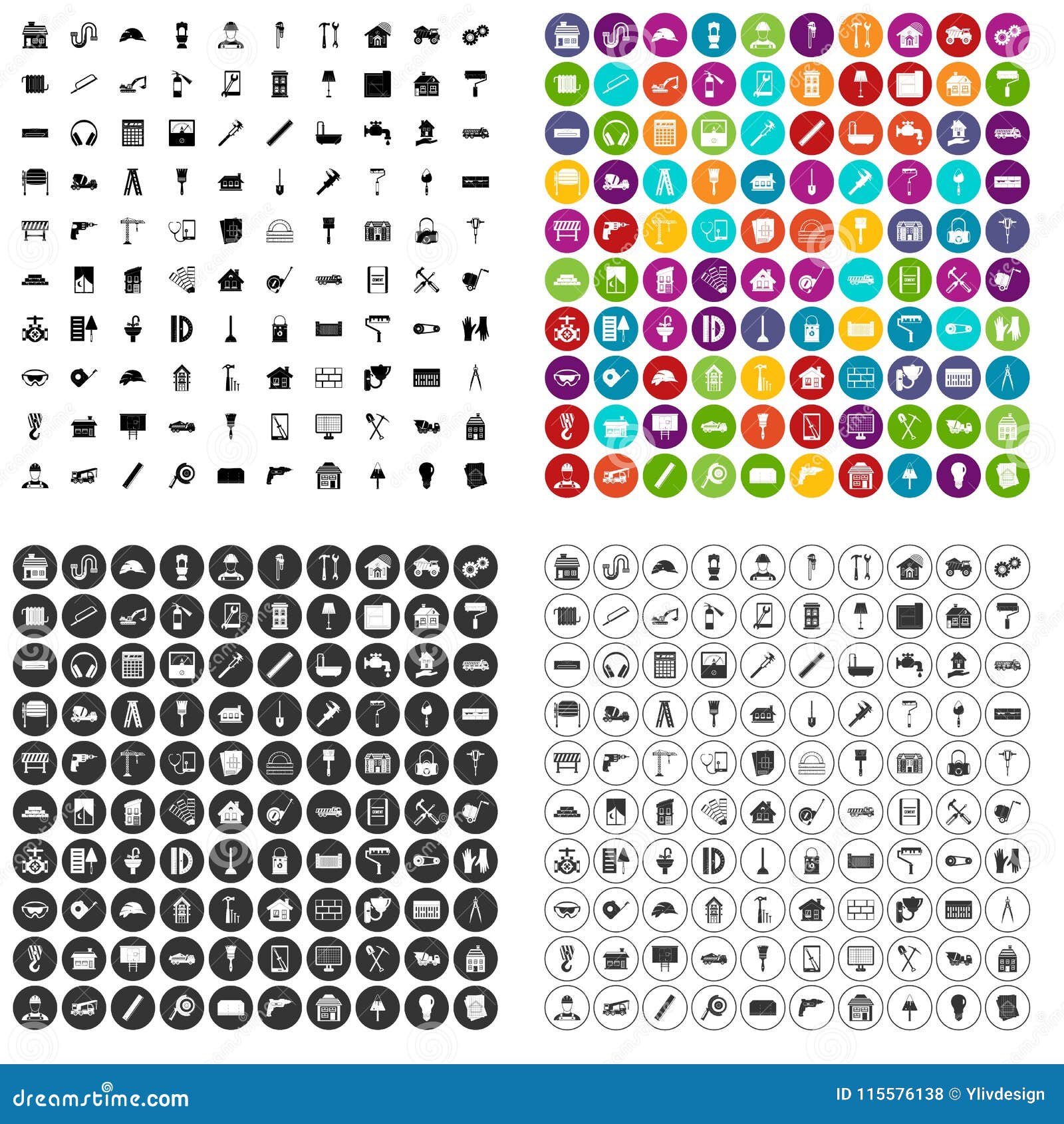 100 Refurbishment Icons Set Vector Variant Stock Vector - Illustration ...