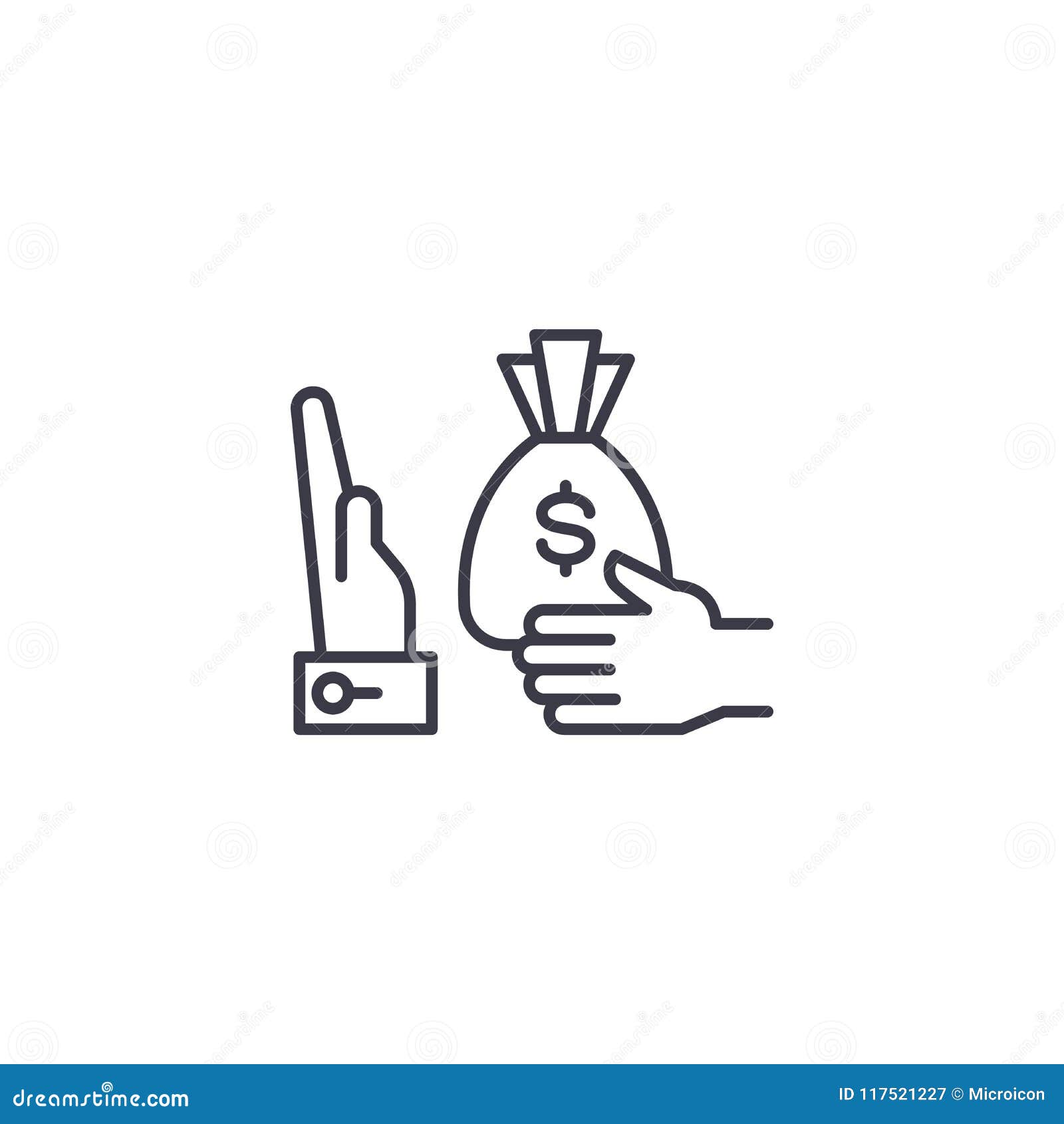 Refusal of a Bribe Linear Icon Concept. Refusal of a Bribe Line Vector ...