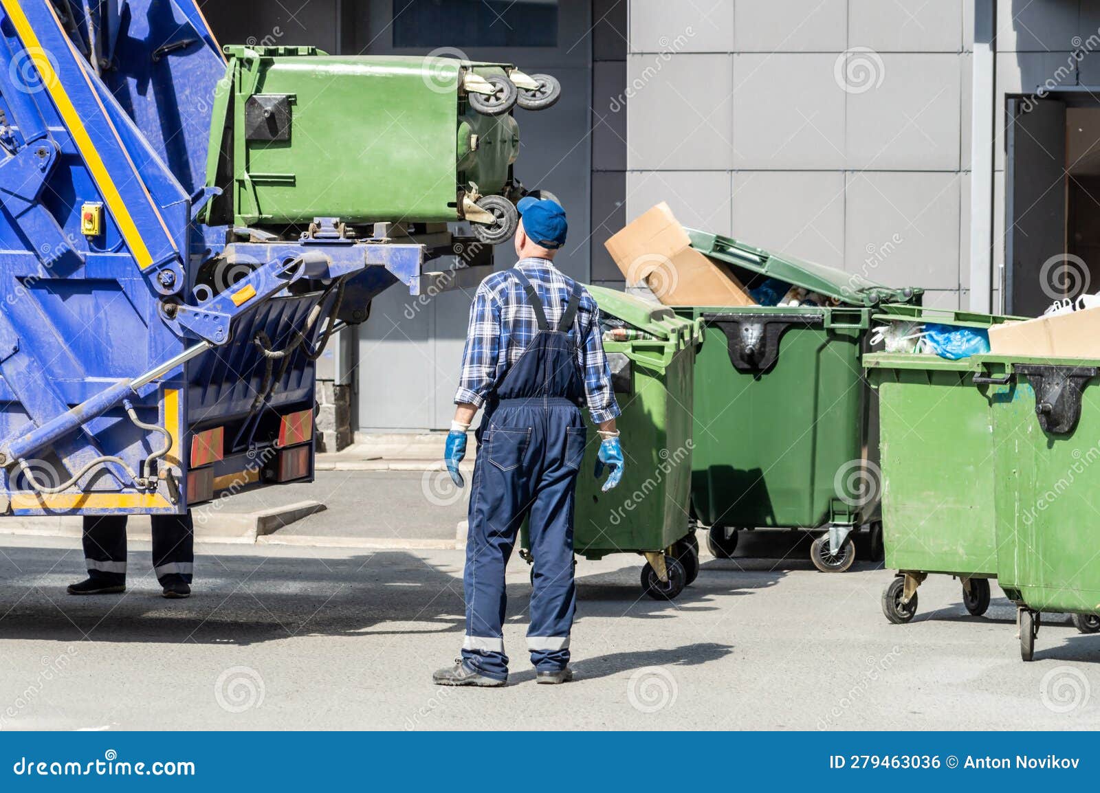 Refuse Collection Worker Loading Garbage for Trash Removal Stock Photo ...