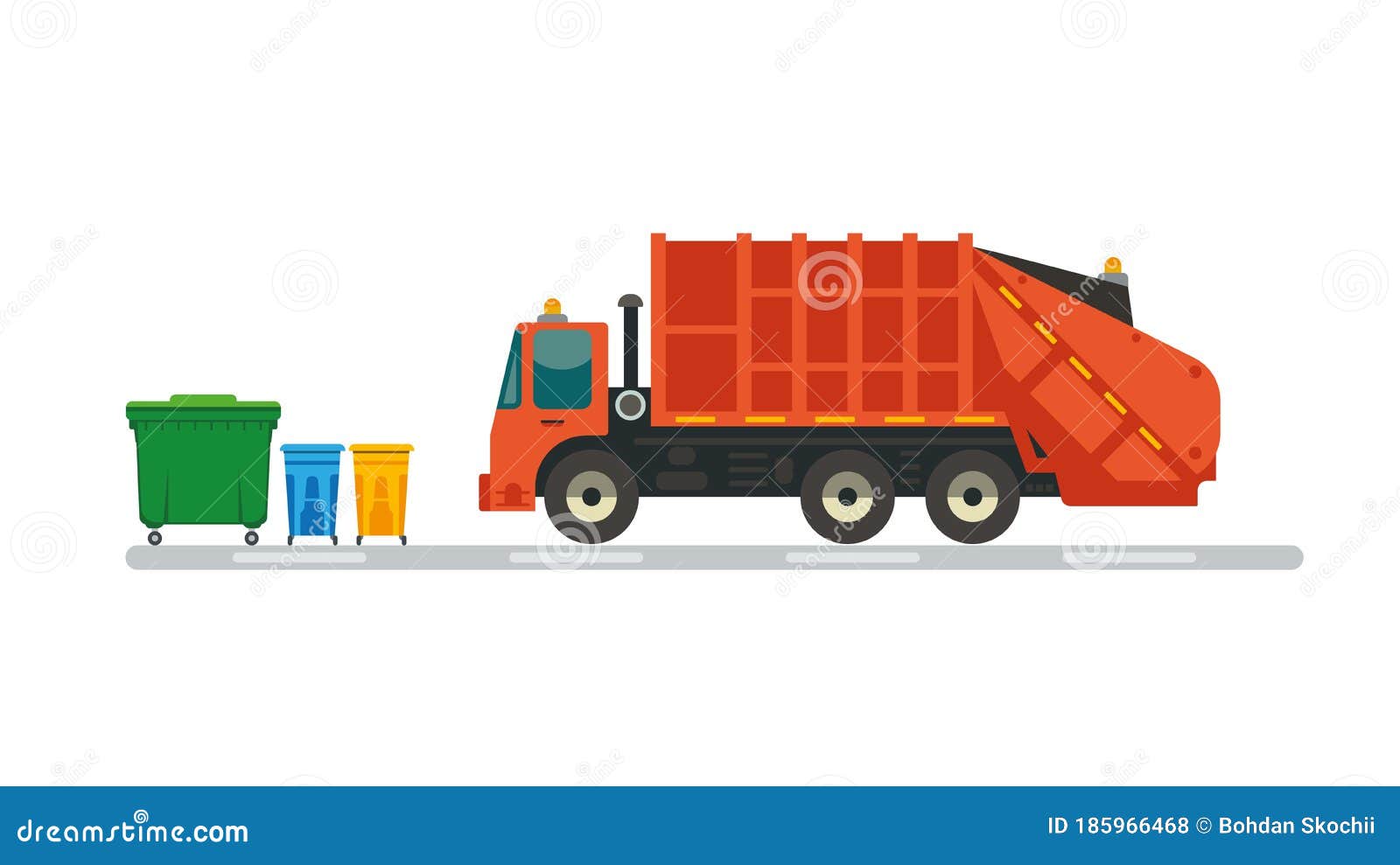 Refuse Truck With Recycle Garbage Bags Vector Illustration ...