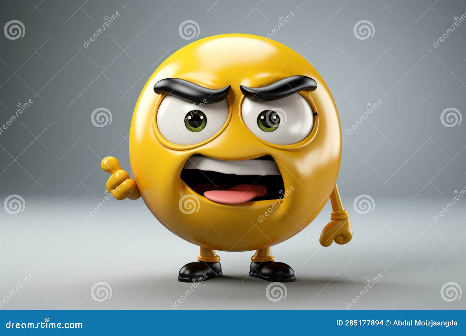 Refusing Emoticon in 3D on White Stock Illustration - Illustration of ...