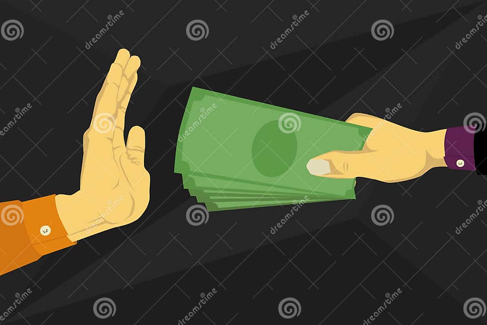 Refusing the money offered stock vector. Illustration of hands - 58519058