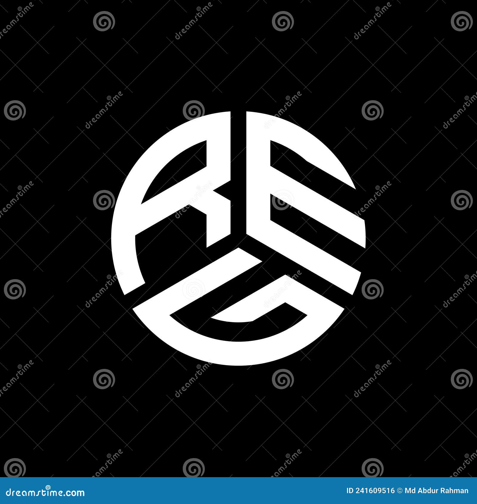 REG Letter Logo Design on Black Background. REG Creative Initials ...