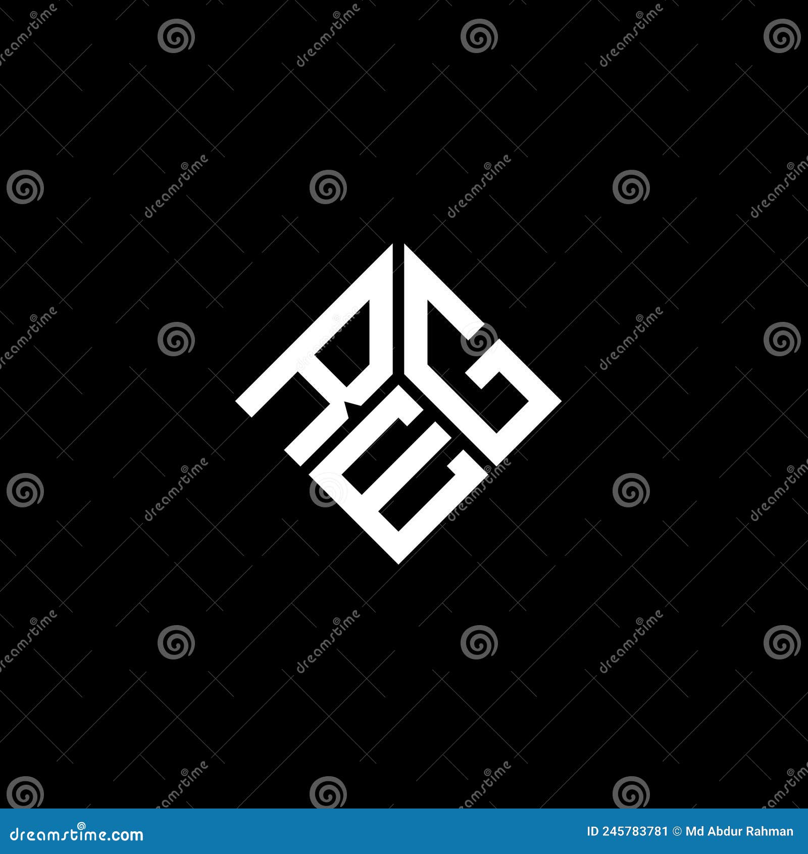 REG Letter Logo Design on Black Background. REG Creative Initials ...