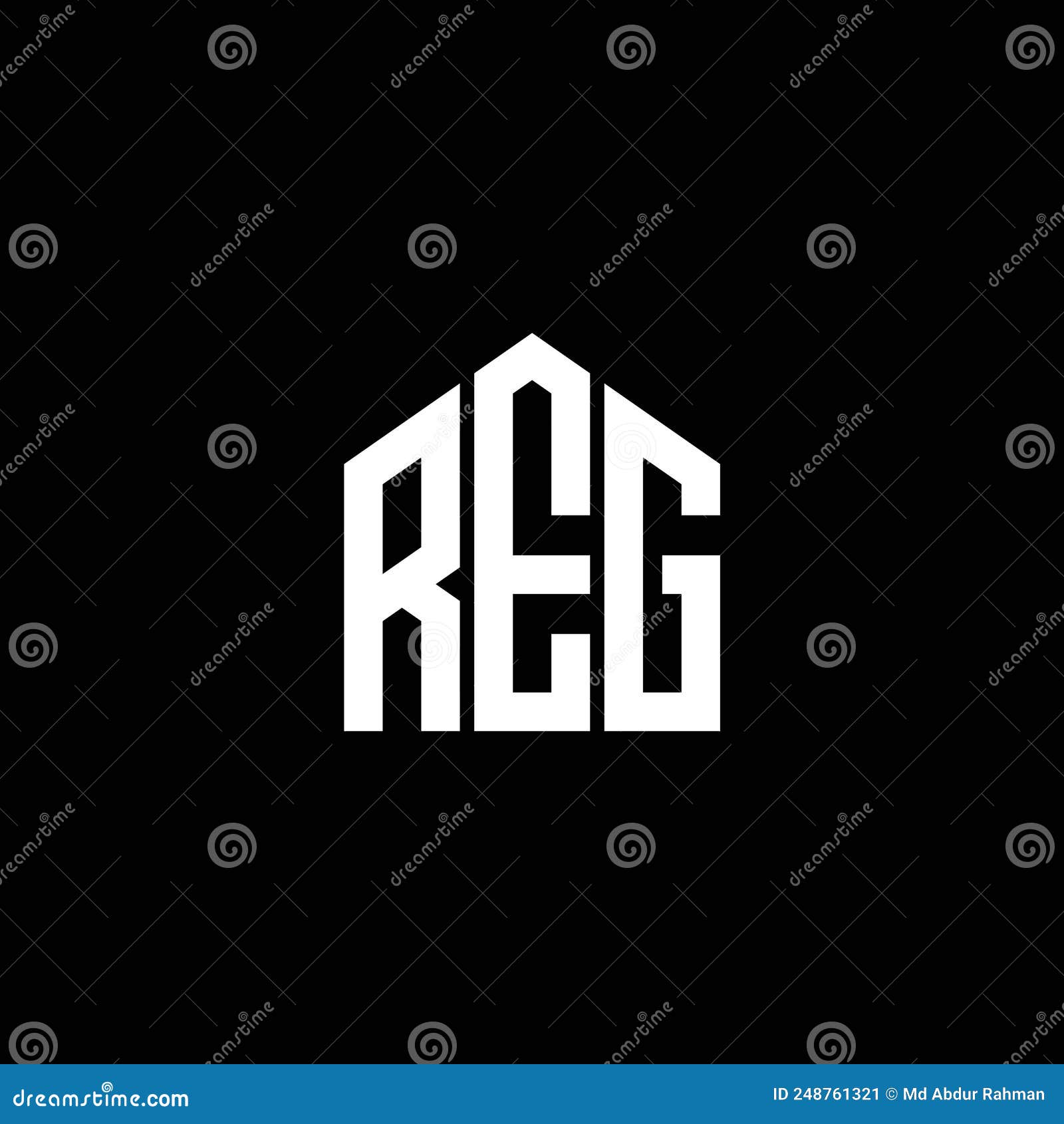 REG Letter Logo Design on BLACK Background. REG Creative Initials ...