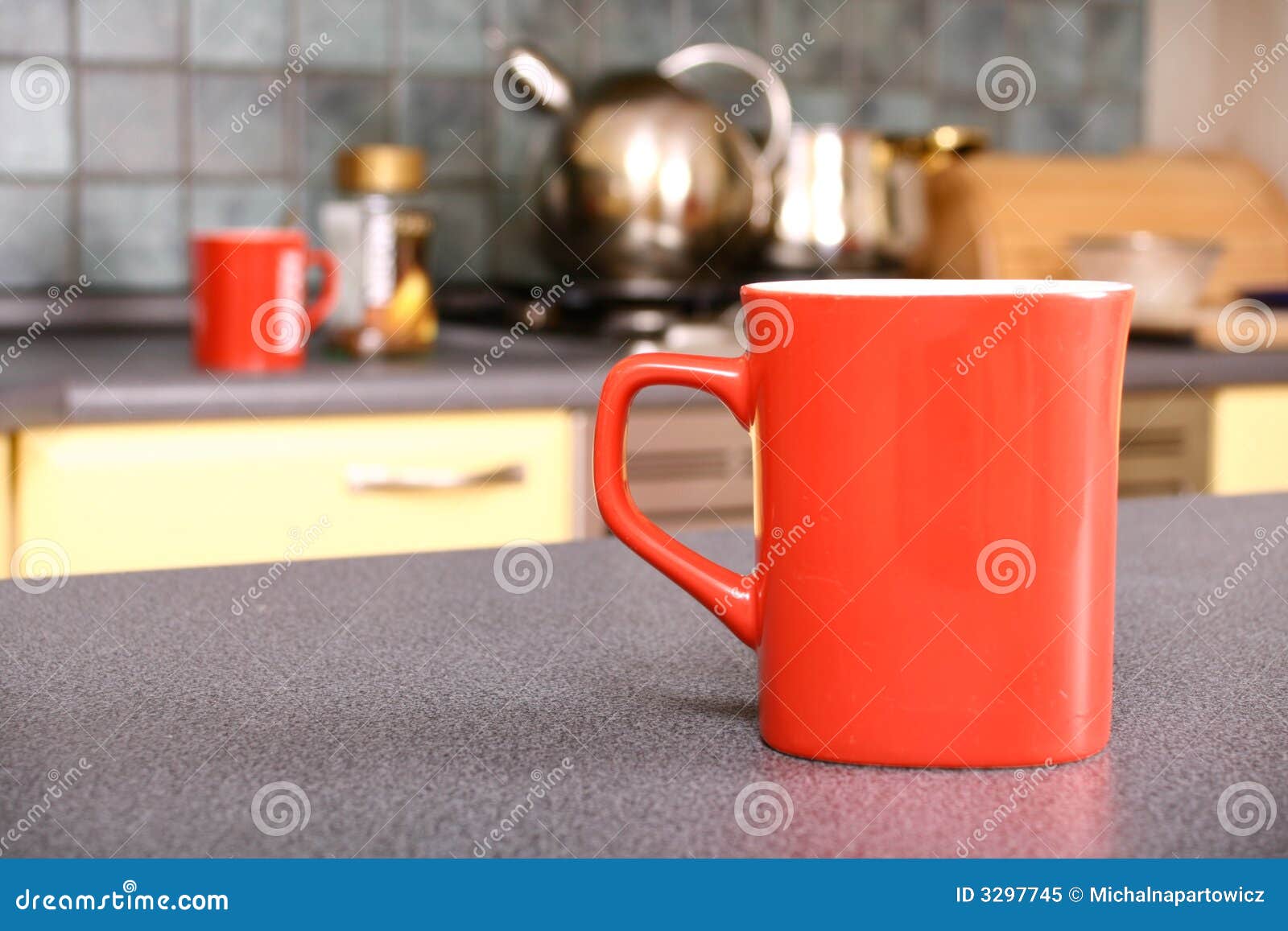 Reg Mug on Kitchen Counter stock image. Image of drawers - 3297745