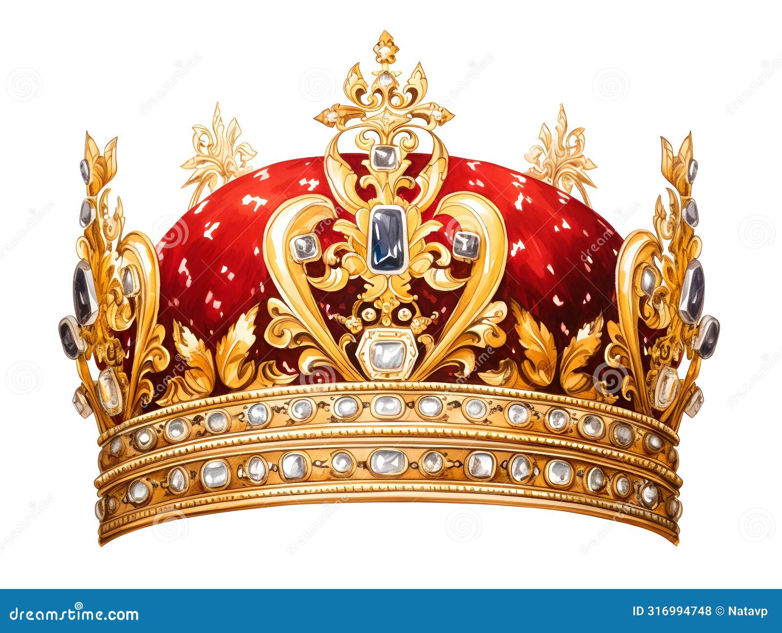 Regal Crown Watercolor Illustration Stock Illustration - Illustration ...