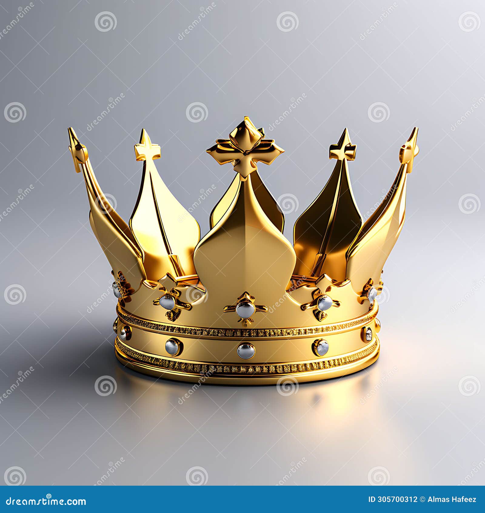 Crown 3D Icon (3D RenderingRegal Elegance: Gold Crown Isolated on White ...