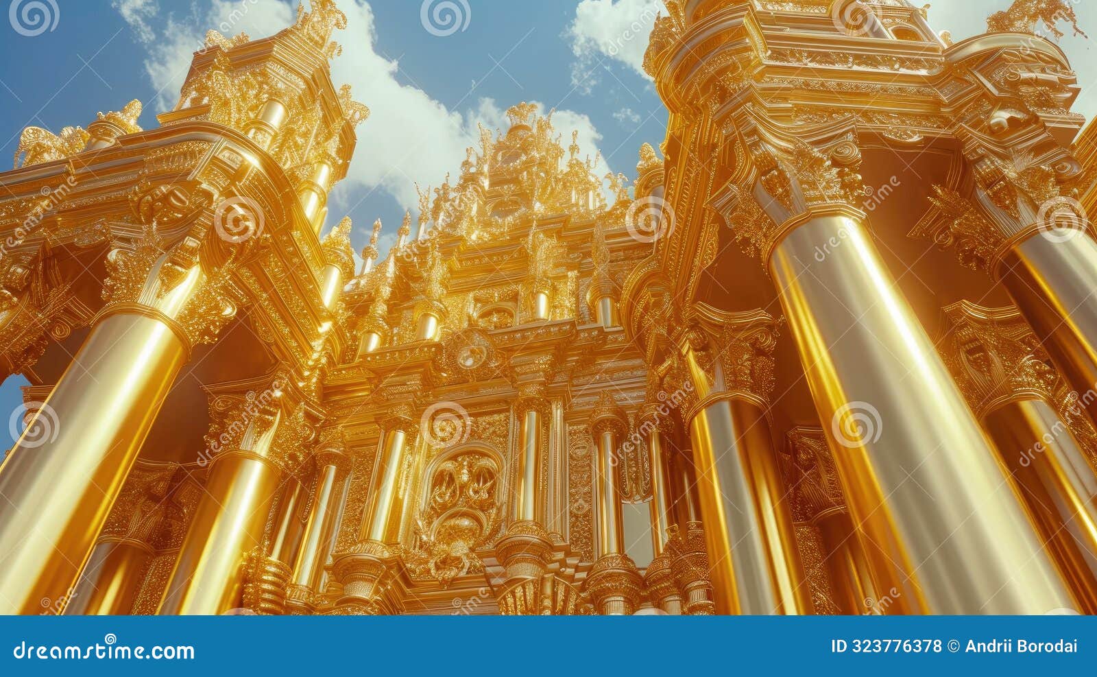 Regal Gold Castle with Ornate Pillars. Stock Illustration ...