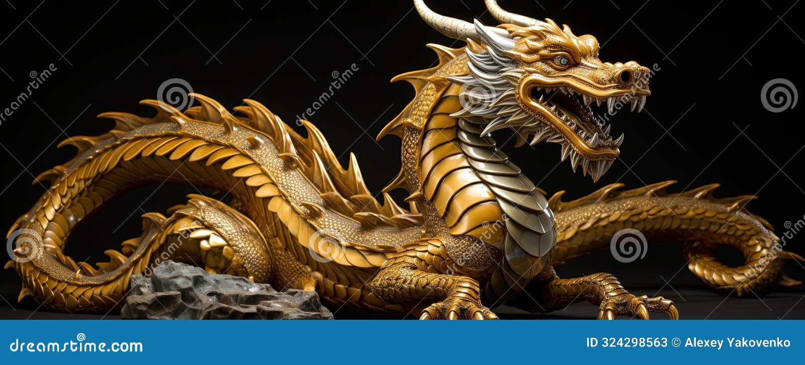 Regal Gold Dragon with Shimmering Scales Stock Illustration ...