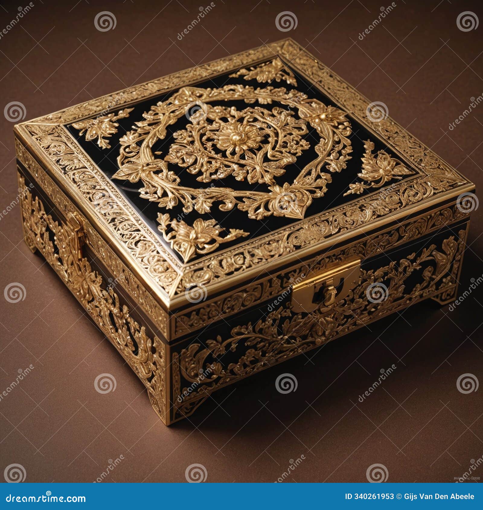 Regal Gold Inlaid Jewelry Box on Display Stock Illustration ...