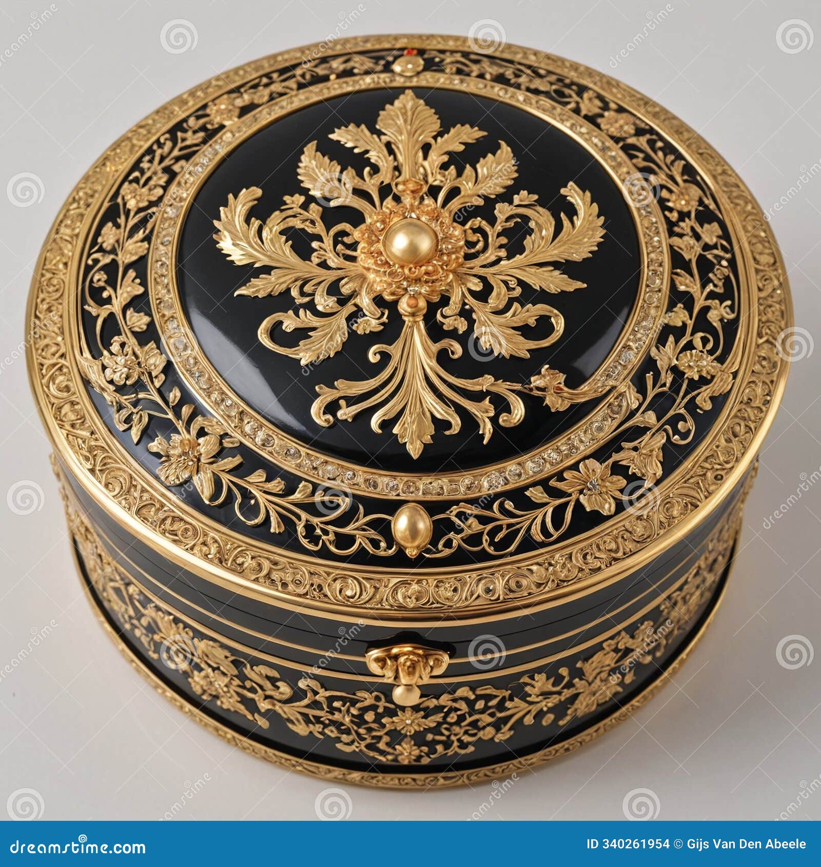 Regal Gold Inlaid Jewelry Box on Display Stock Illustration ...