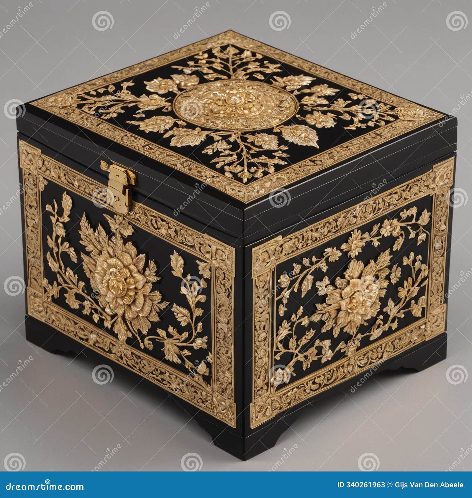Regal Gold Inlaid Jewelry Box on Display Stock Illustration ...